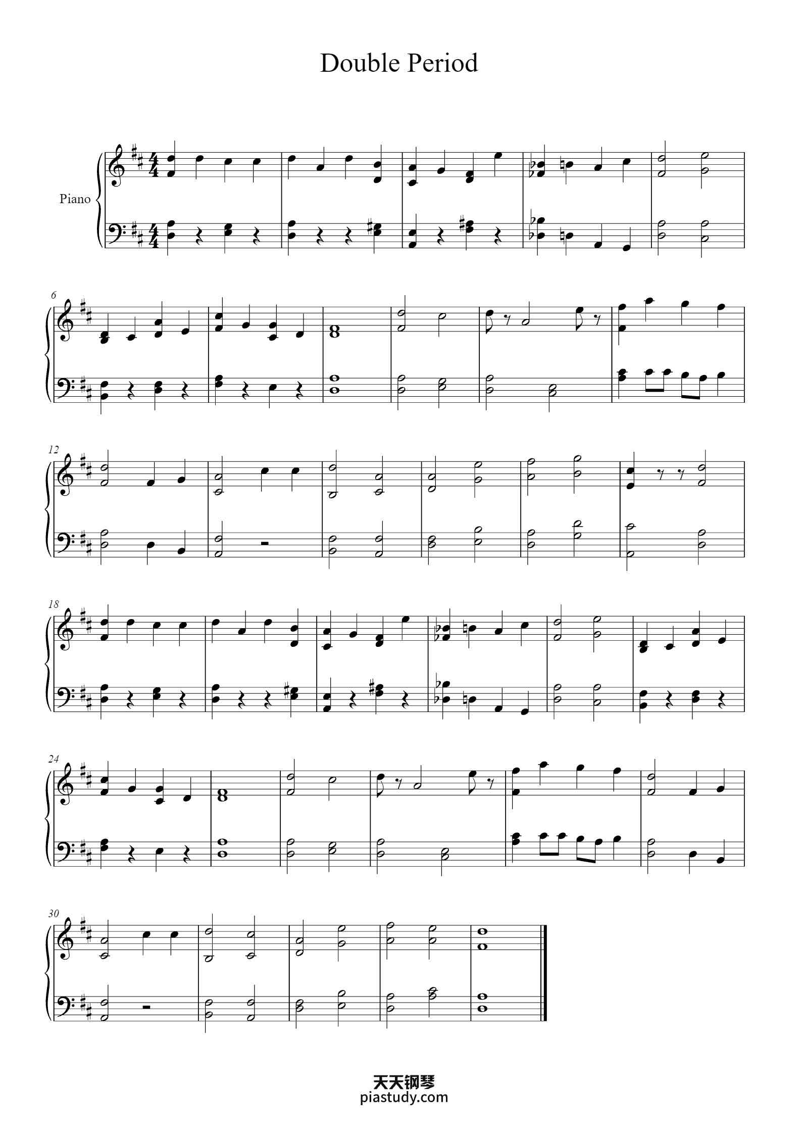 Double Period钢琴谱 - Desiree Jaiman - free piano sheet music - PiaNoproblem