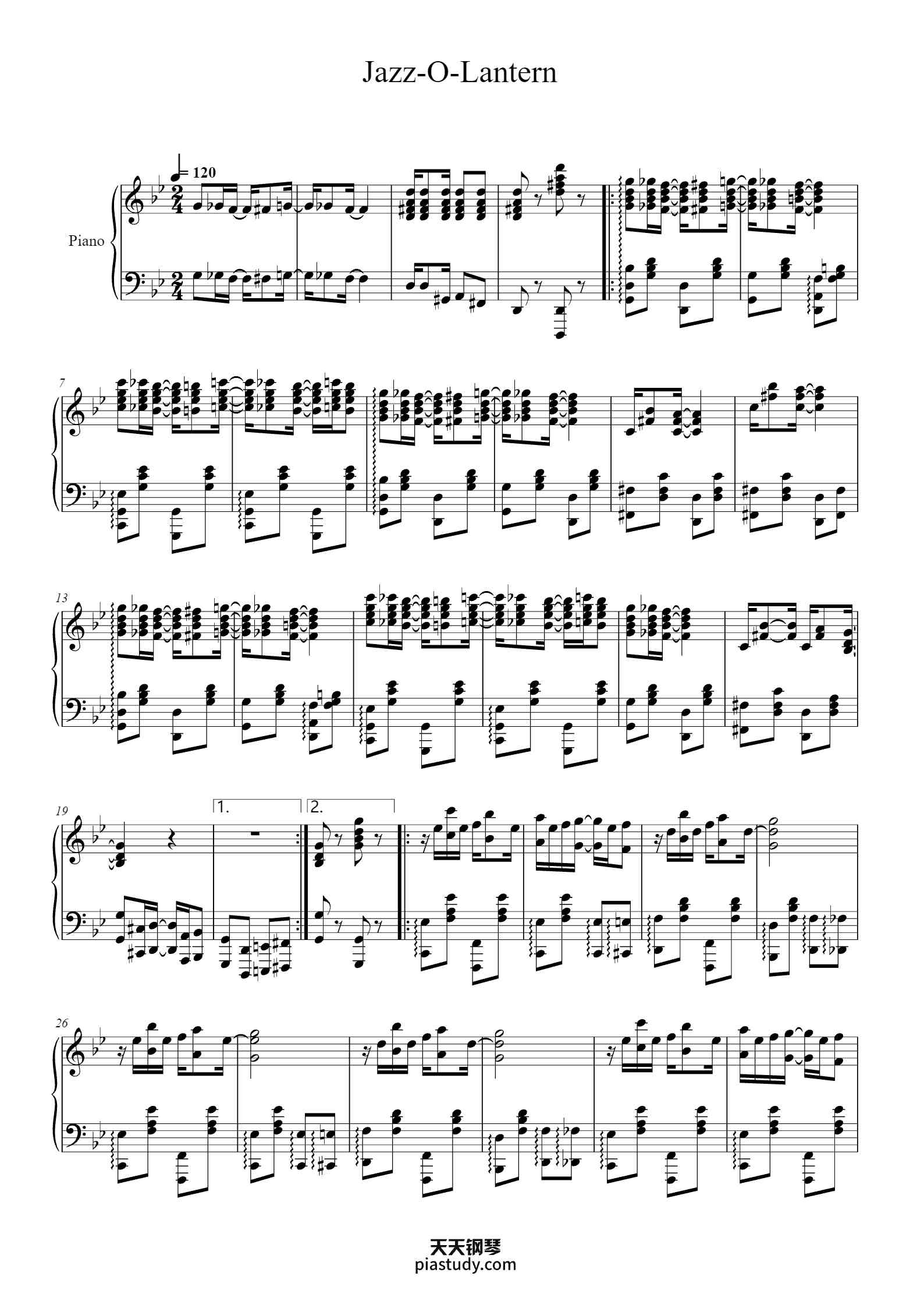 Jazz-O-Lantern钢琴谱 - Vincent Wilson - free piano sheet music - PiaNoproblem