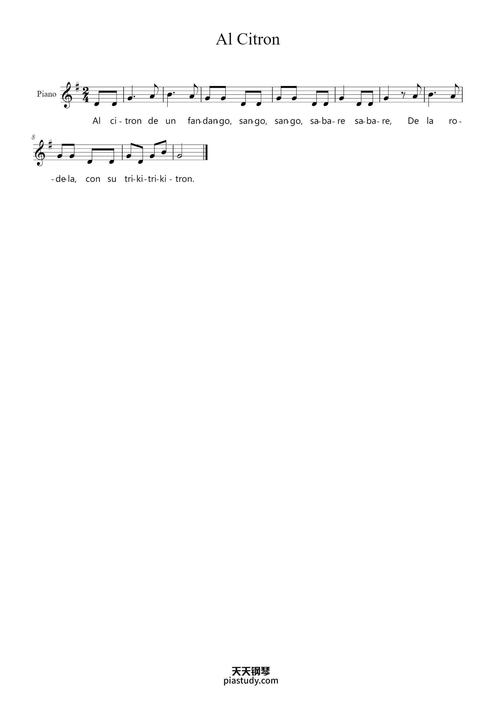 Al Citron钢琴谱 - - free piano sheet music - PiaNoproblem