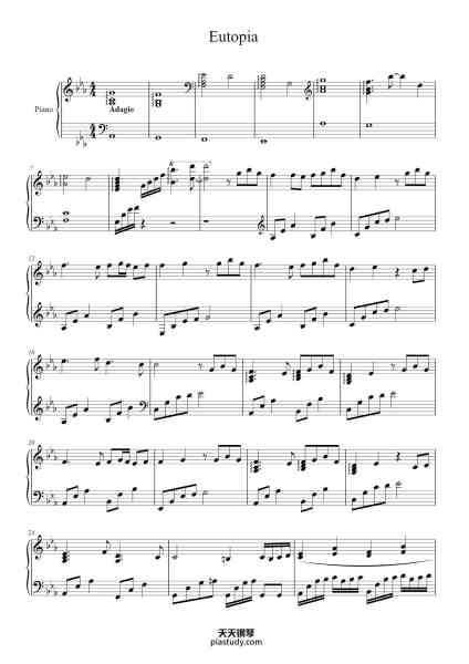《Eutopia》完美还原版钢琴谱 - Yoohsic Roomz - free piano sheet music - PiaNoproblem