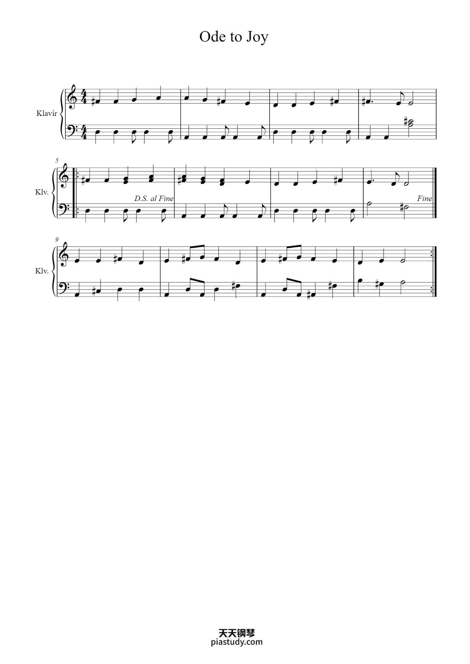 Symphony No. 9 in D Minor, Op. 125: IV. Ode to Joy钢琴谱 - Ludwig van ...