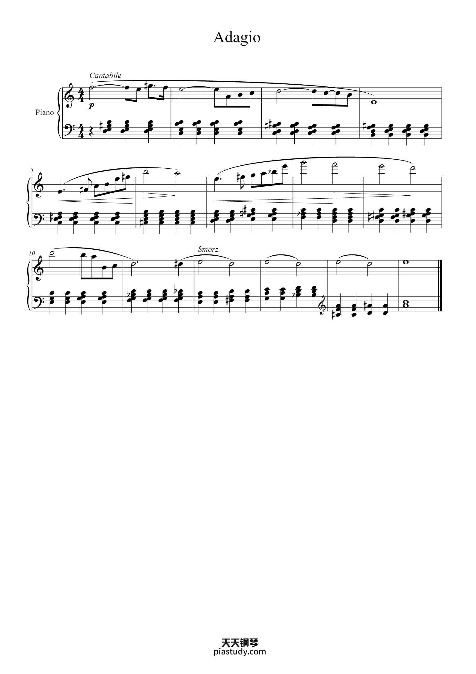 'Adagio' - Piano Sheet Music By Matthew Willis | TOPiano