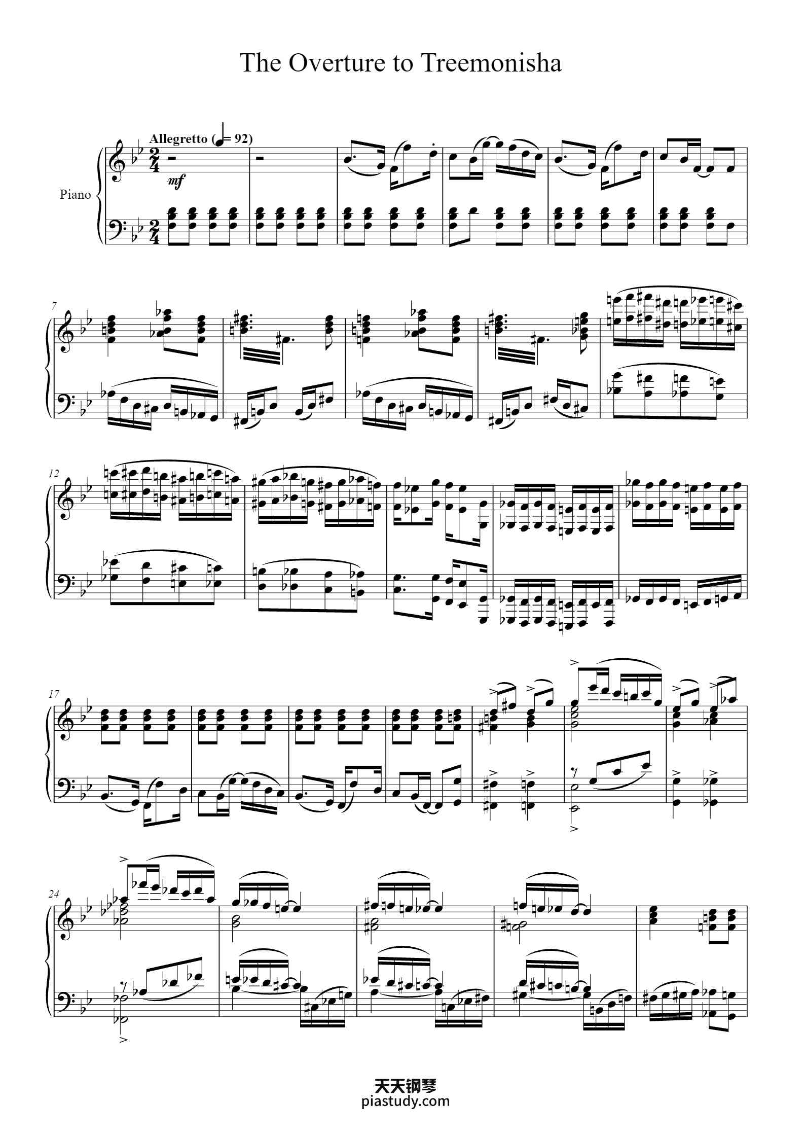 The Overture to Treemonisha钢琴谱 - Scott Joplin - free piano sheet music ...