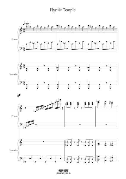 Hyrule Temple钢琴谱 - Koji Kondo - free piano sheet music - PiaNoproblem