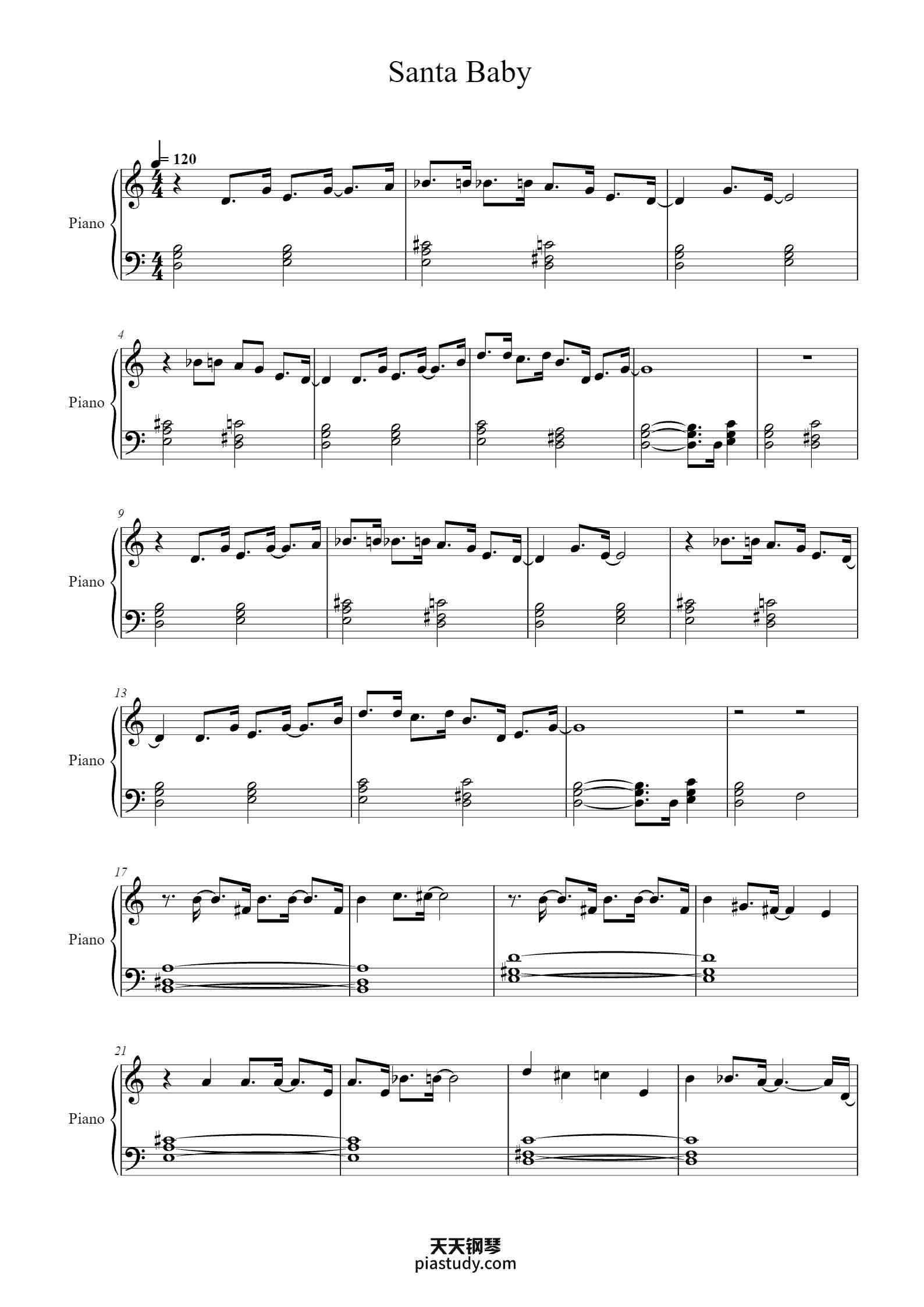 'Santa Baby' - Piano Sheet Music By Joan Javits, Philip Springer | TOPiano