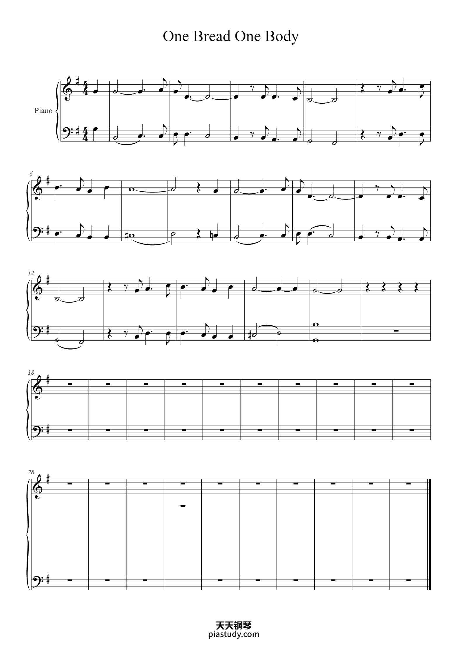 One Bread One Body钢琴谱 - - free piano sheet music - PiaNoproblem