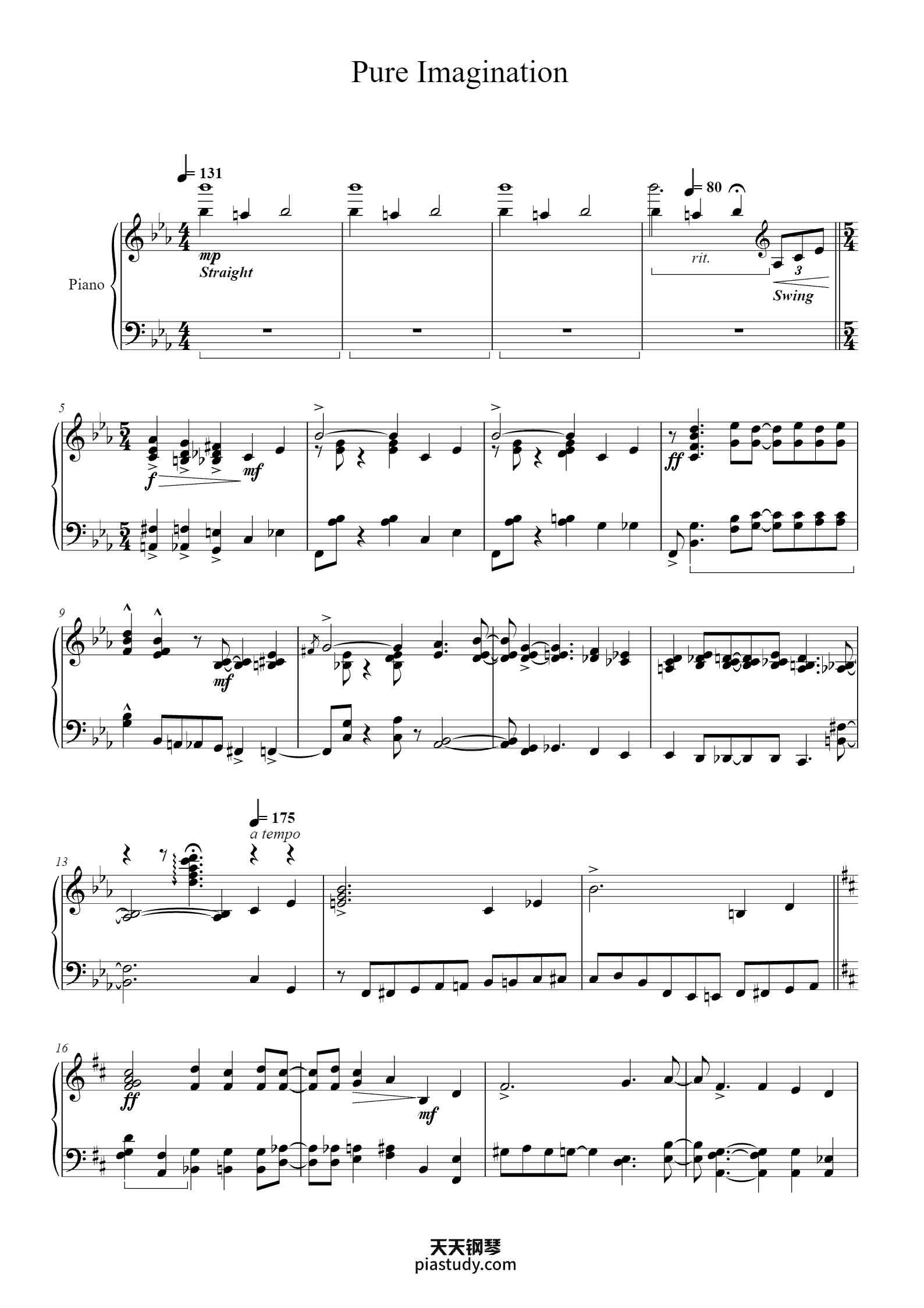 'Pure Imagination' - Piano Sheet Music By Leslie Bricusse Anthony ...