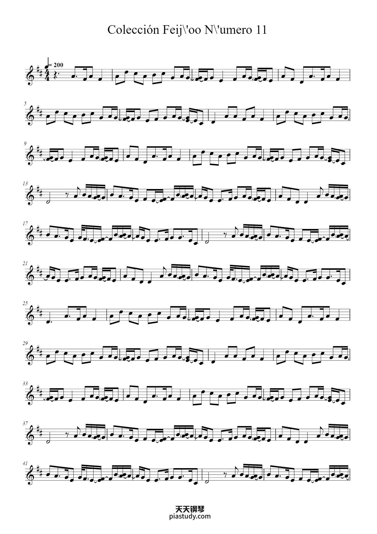 Colección Feij\'oo N\'umero 11钢琴谱 - Metronova - free piano sheet music ...