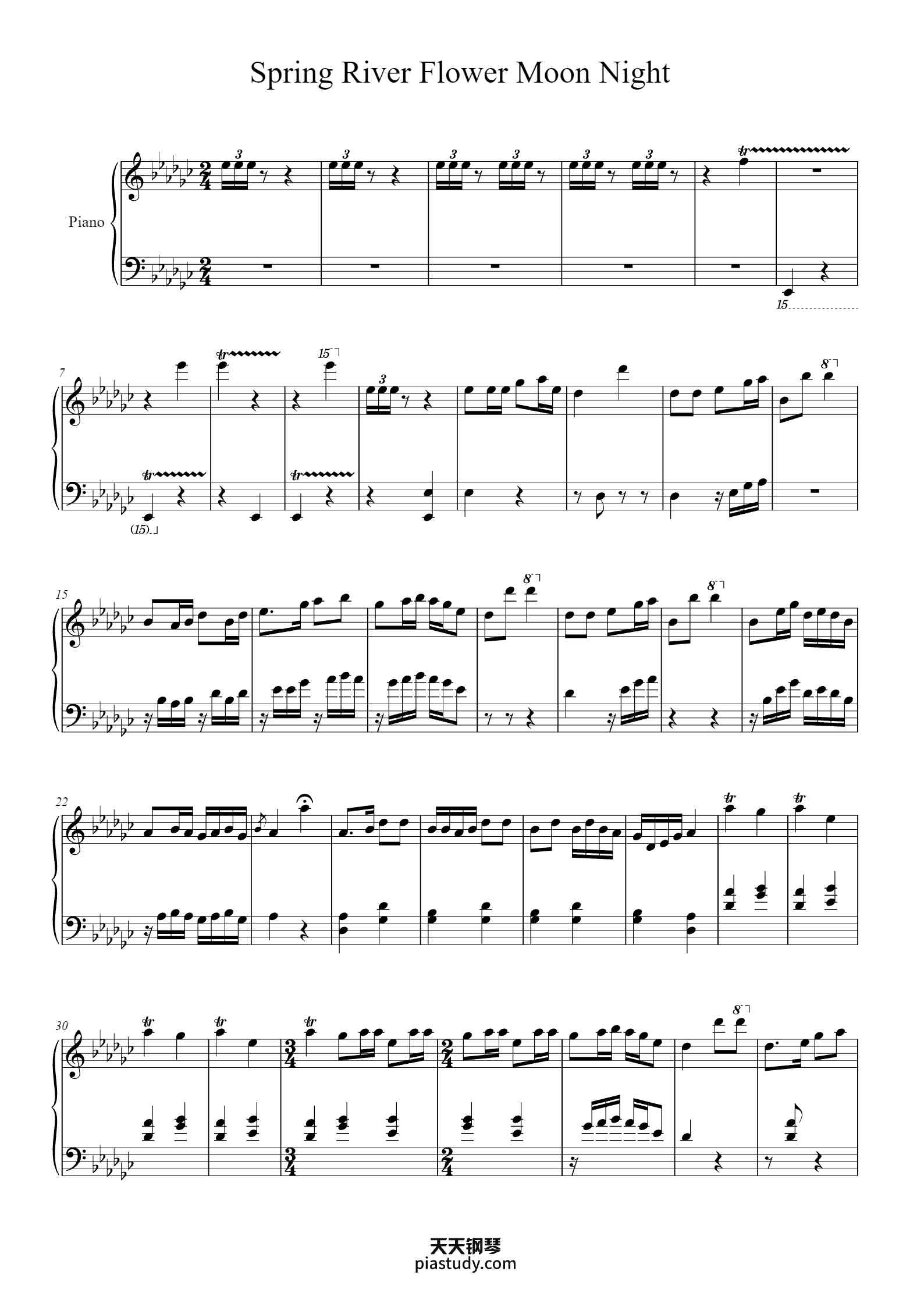 Spring River Flower Moon Night钢琴谱 - Xiaomai - free piano sheet music ...