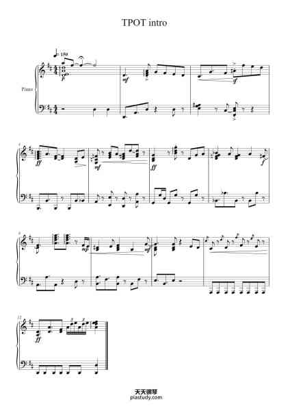 'TPOT intro' - Piano Sheet Music By coal bones arr. SubiCat | TOPiano