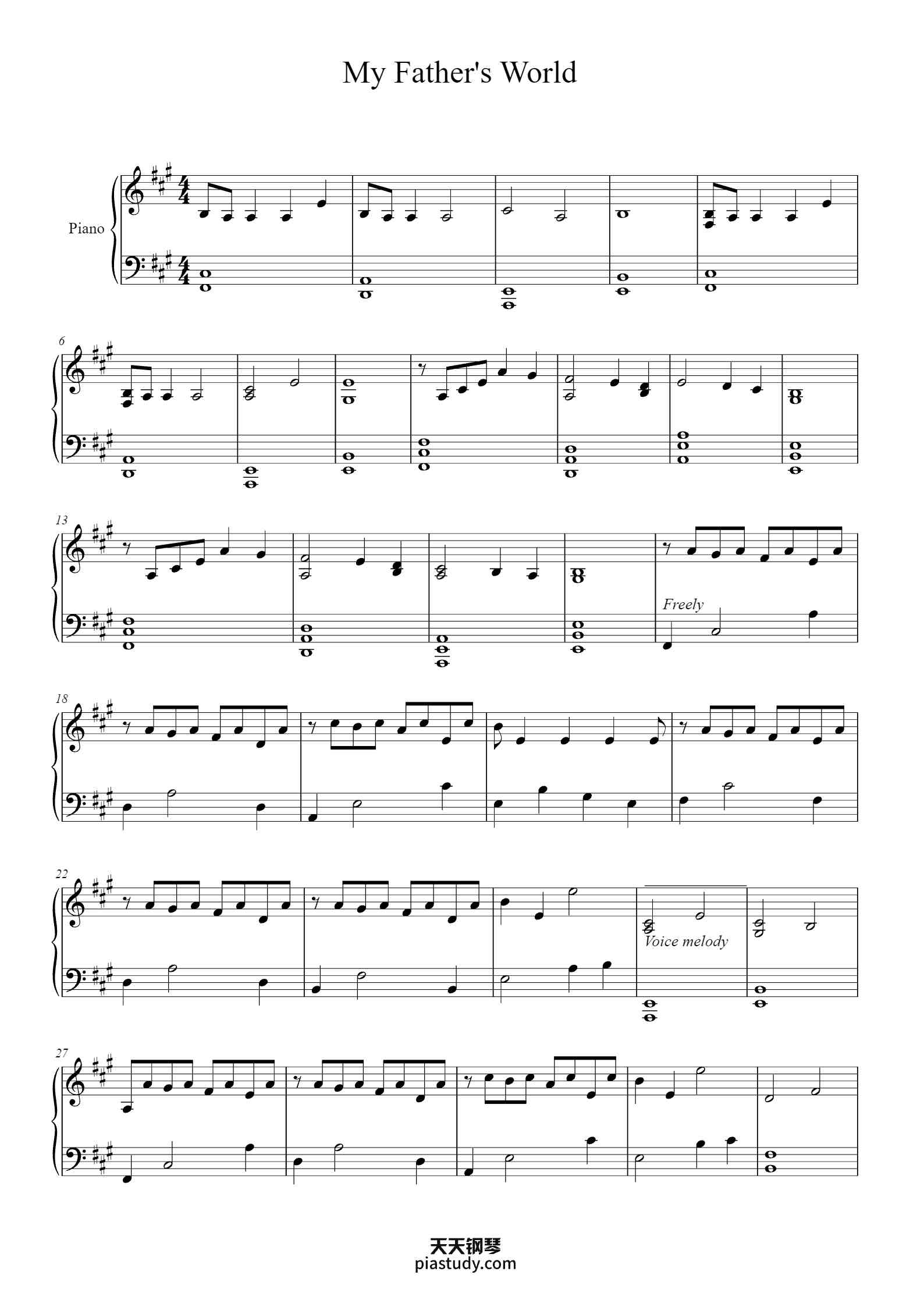 This Is My Father's World钢琴谱 - Franklin Lawrence Sheppard - free piano ...