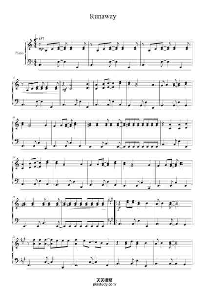 'Runaway' - Piano Sheet Music By Del Shannon | TOPiano