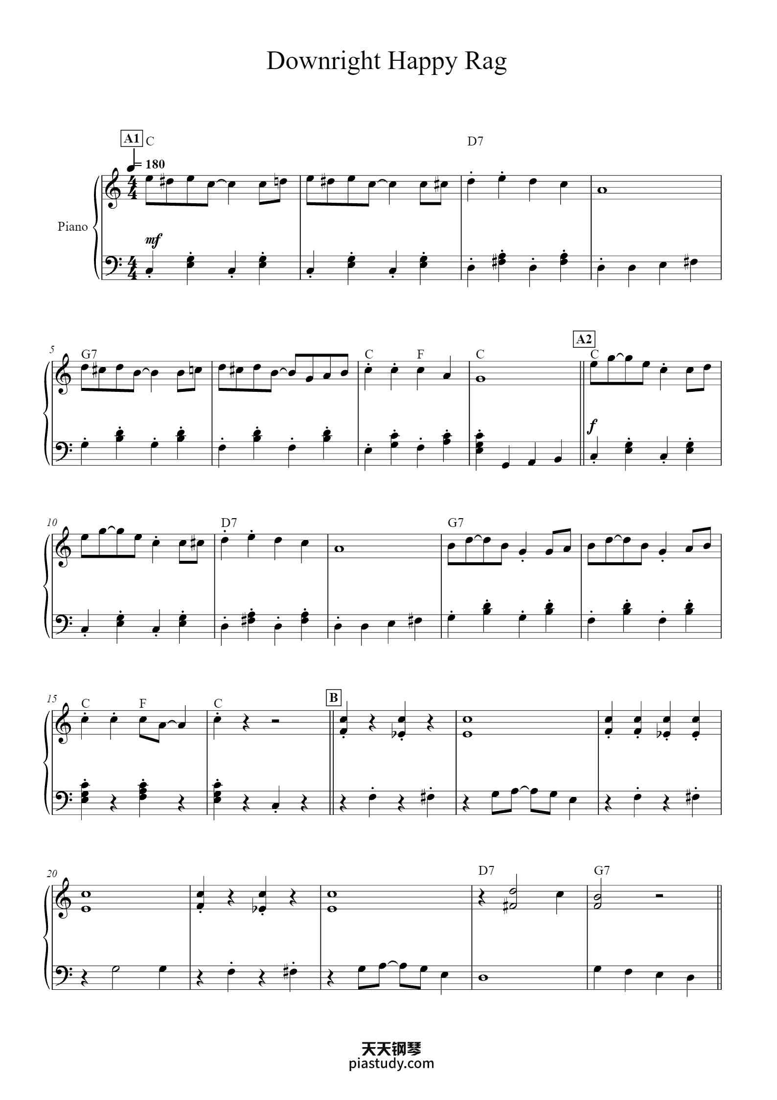 'Downright Happy Rag' - Piano Sheet Music By Martha Mier | TOPiano