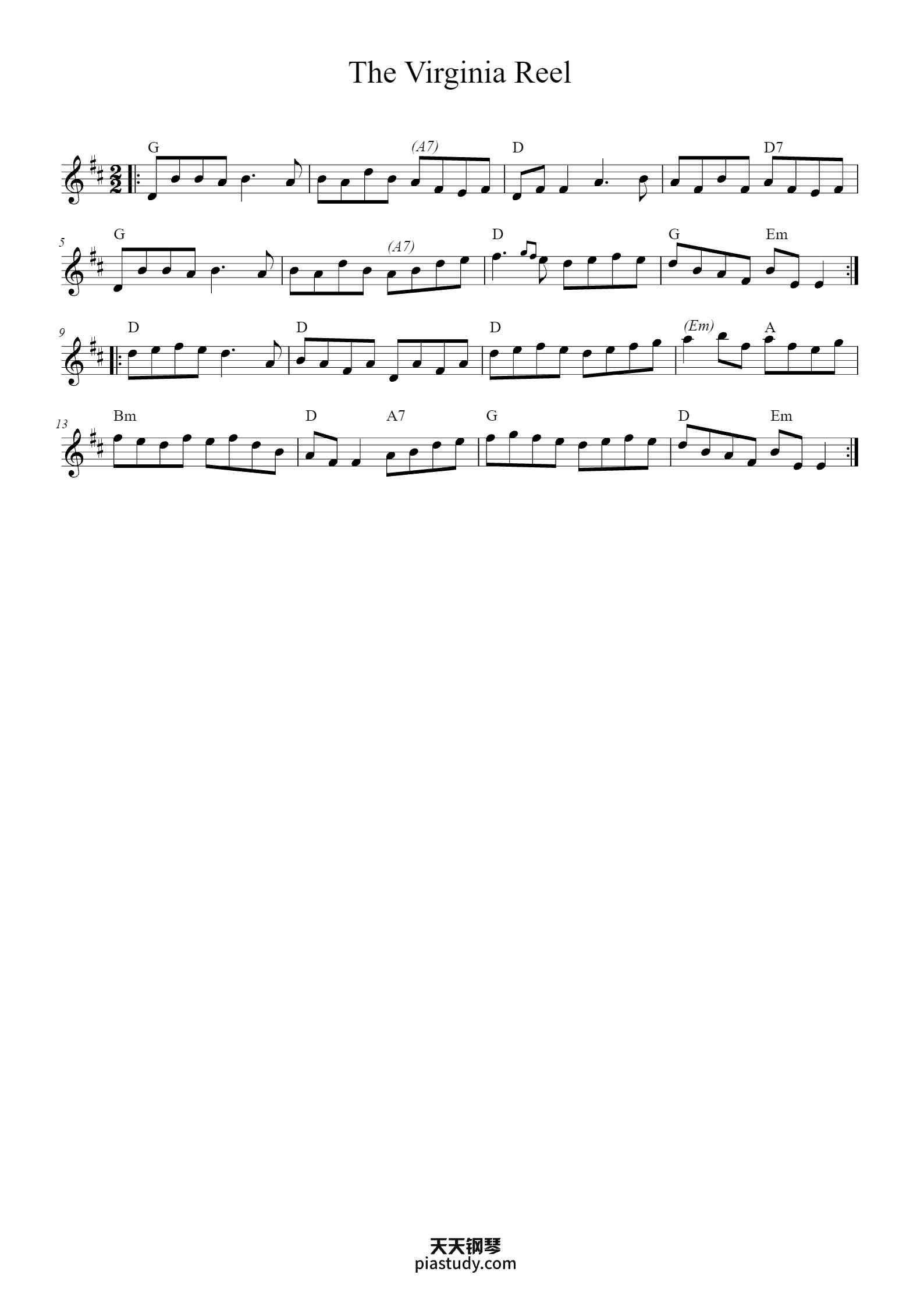 The Virginia Reel钢琴谱 - Metronova - free piano sheet music - PiaNoproblem