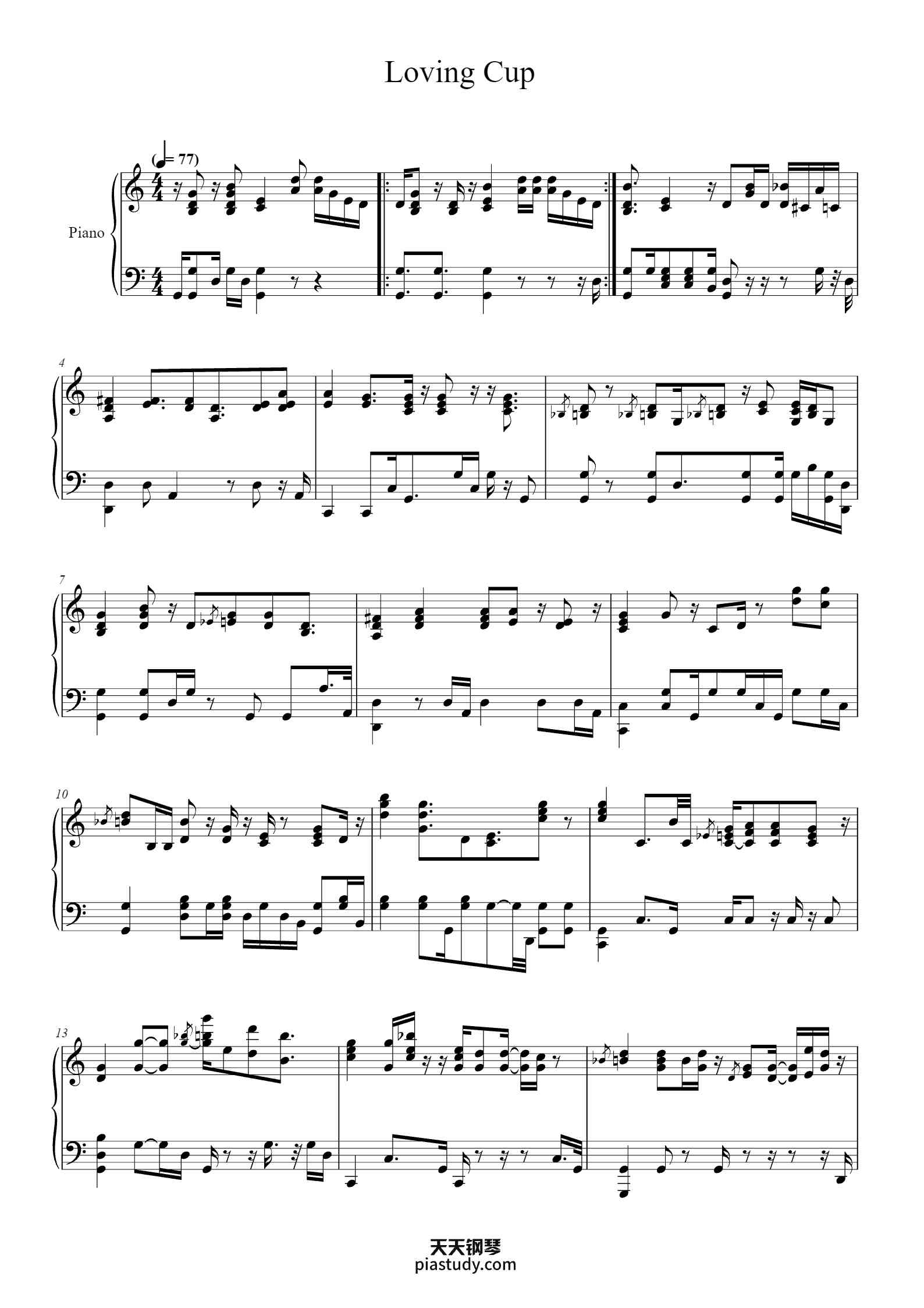 'Loving Cup' - Piano Sheet Music By The Rolling Stones | TOPiano