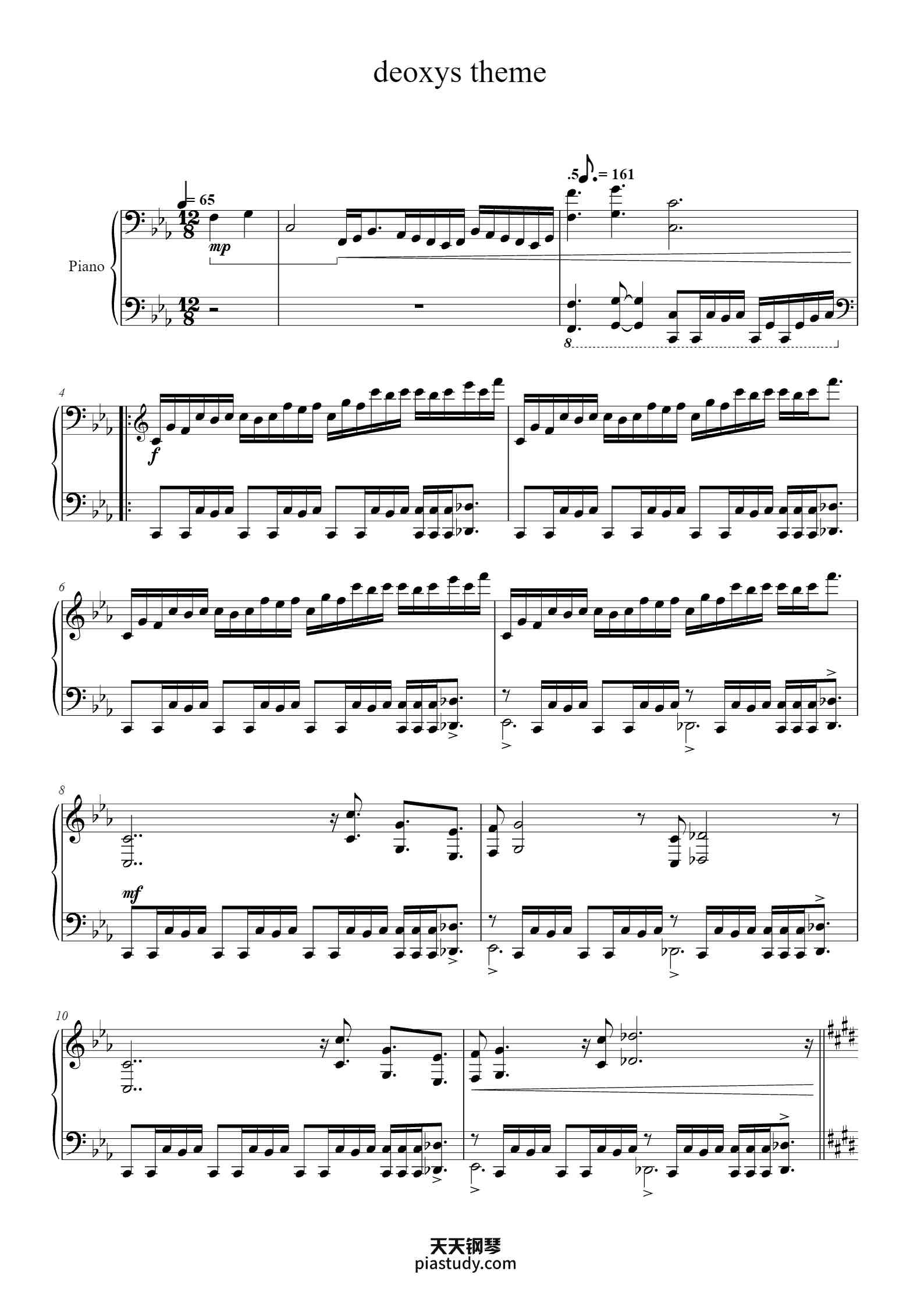 deoxys theme钢琴谱 - - free piano sheet music - PiaNoproblem