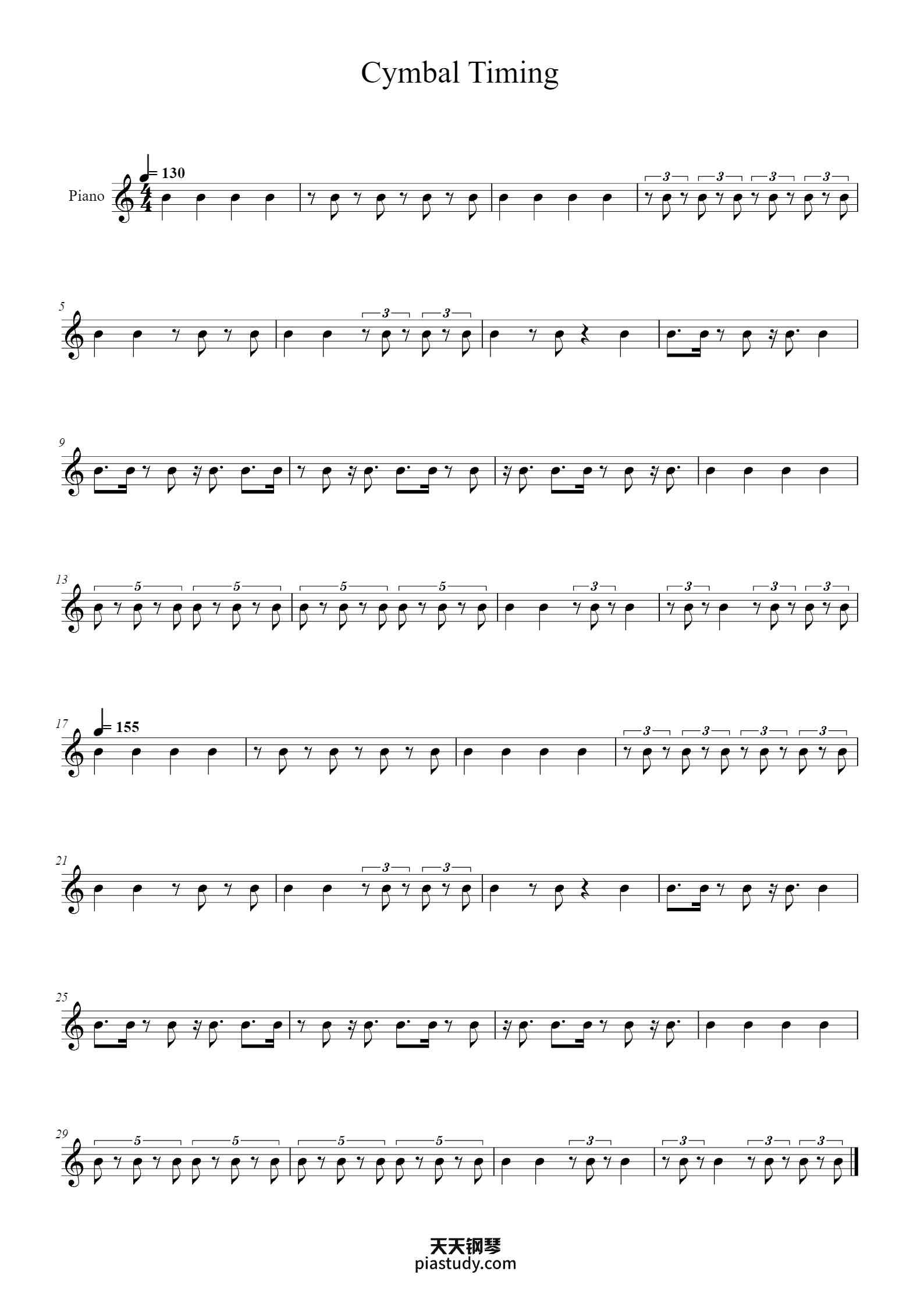 'Cymbal Timing' - Piano Sheet Music By Composer | TOPiano