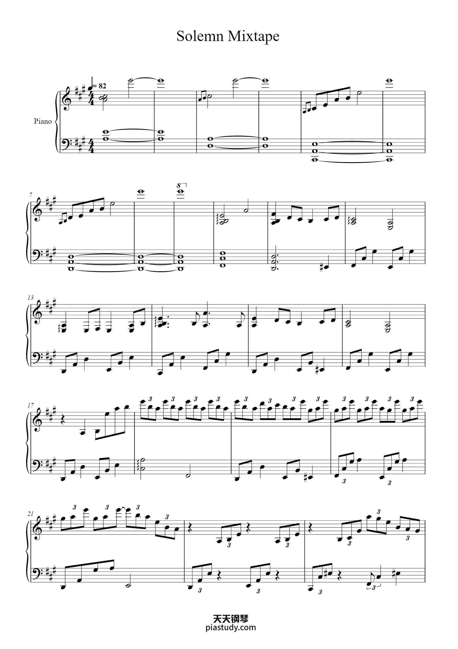 'Solemn Mixtape' - Piano Sheet Music By Christina Kuong Amy Katuki ...