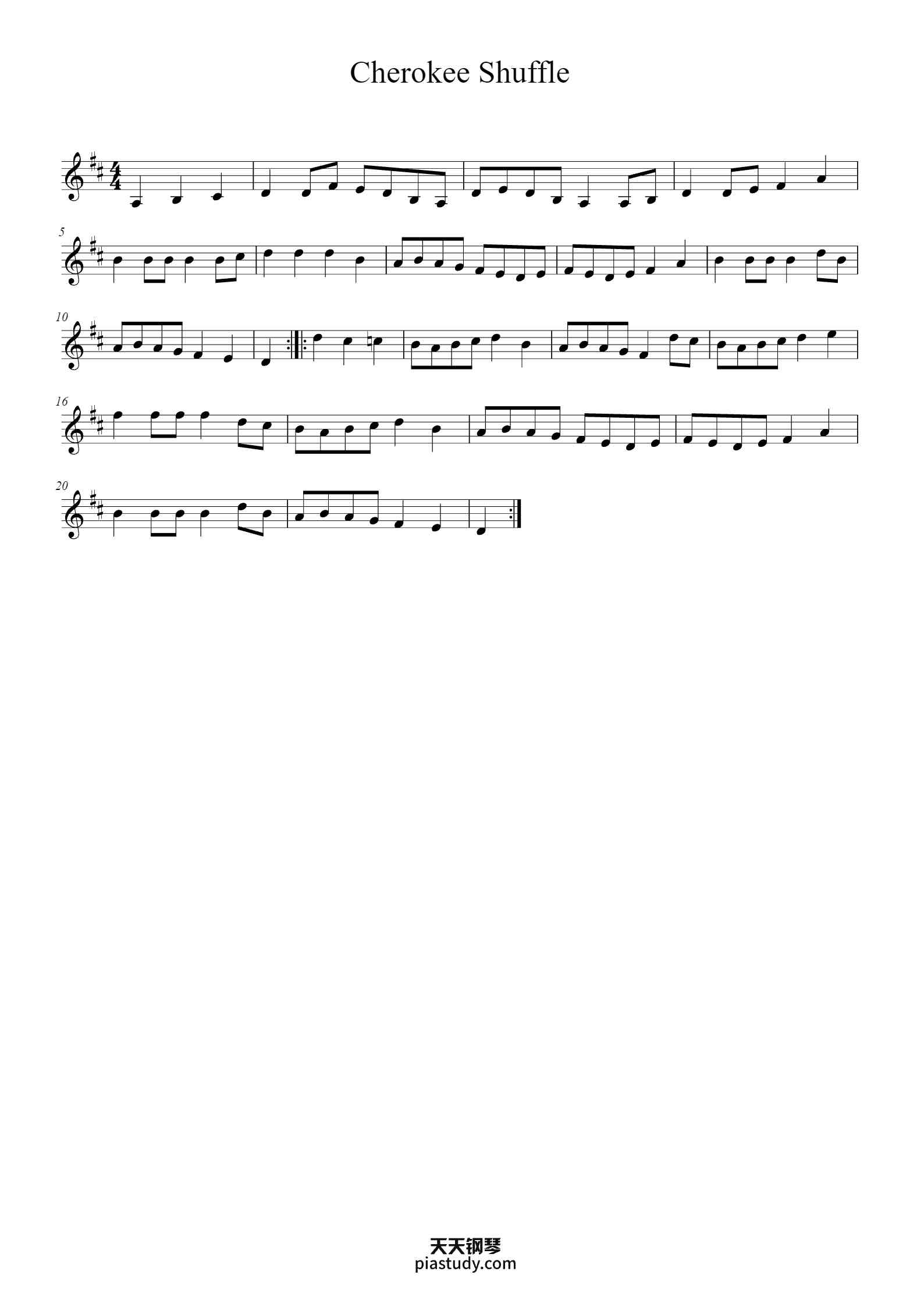Cherokee Shuffle钢琴谱 - Sydney Griffin - free piano sheet music ...