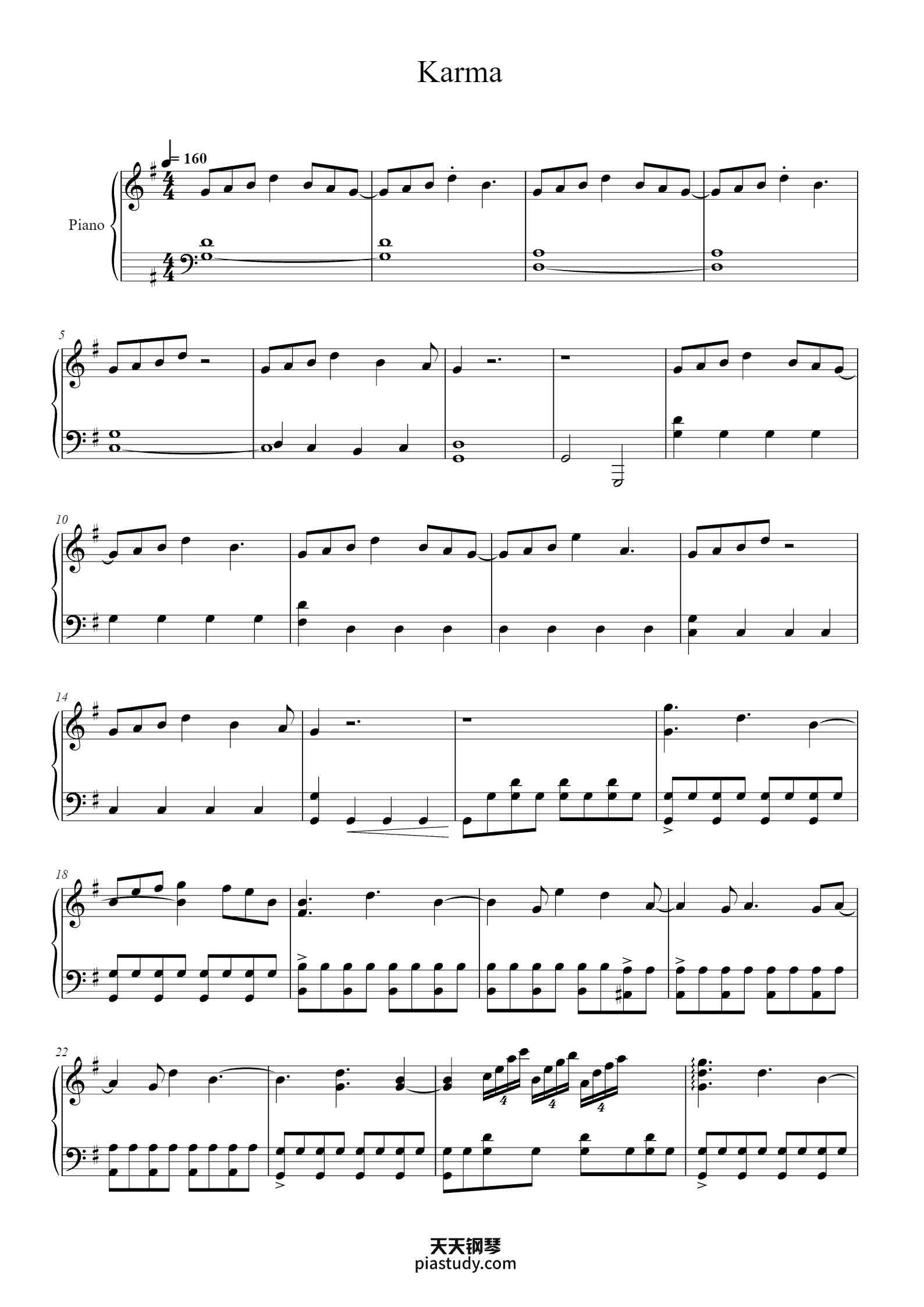 Karma - AJR钢琴谱 - AJR - free piano sheet music - PiaNoproblem