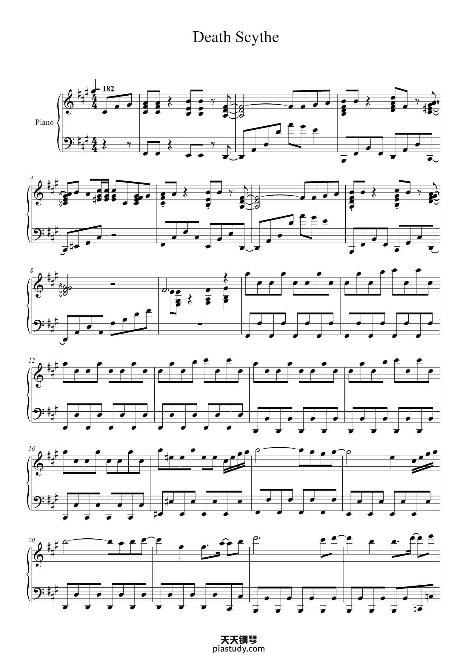 Death Scythe钢琴谱 - SHIKI - free piano sheet music - PiaNoproblem
