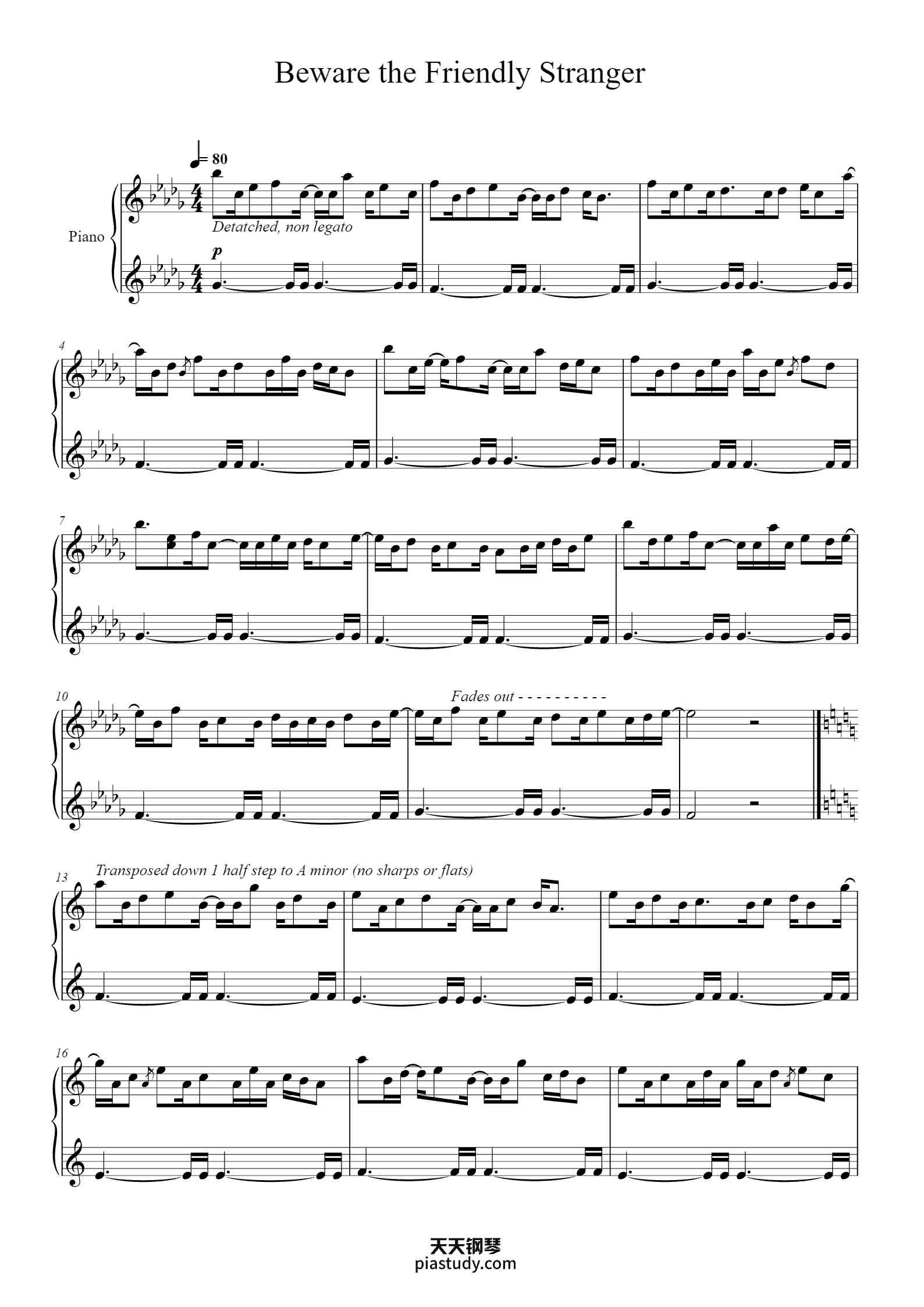 'Beware the Friendly Stranger' - Piano Sheet Music By Boards of Canada ...