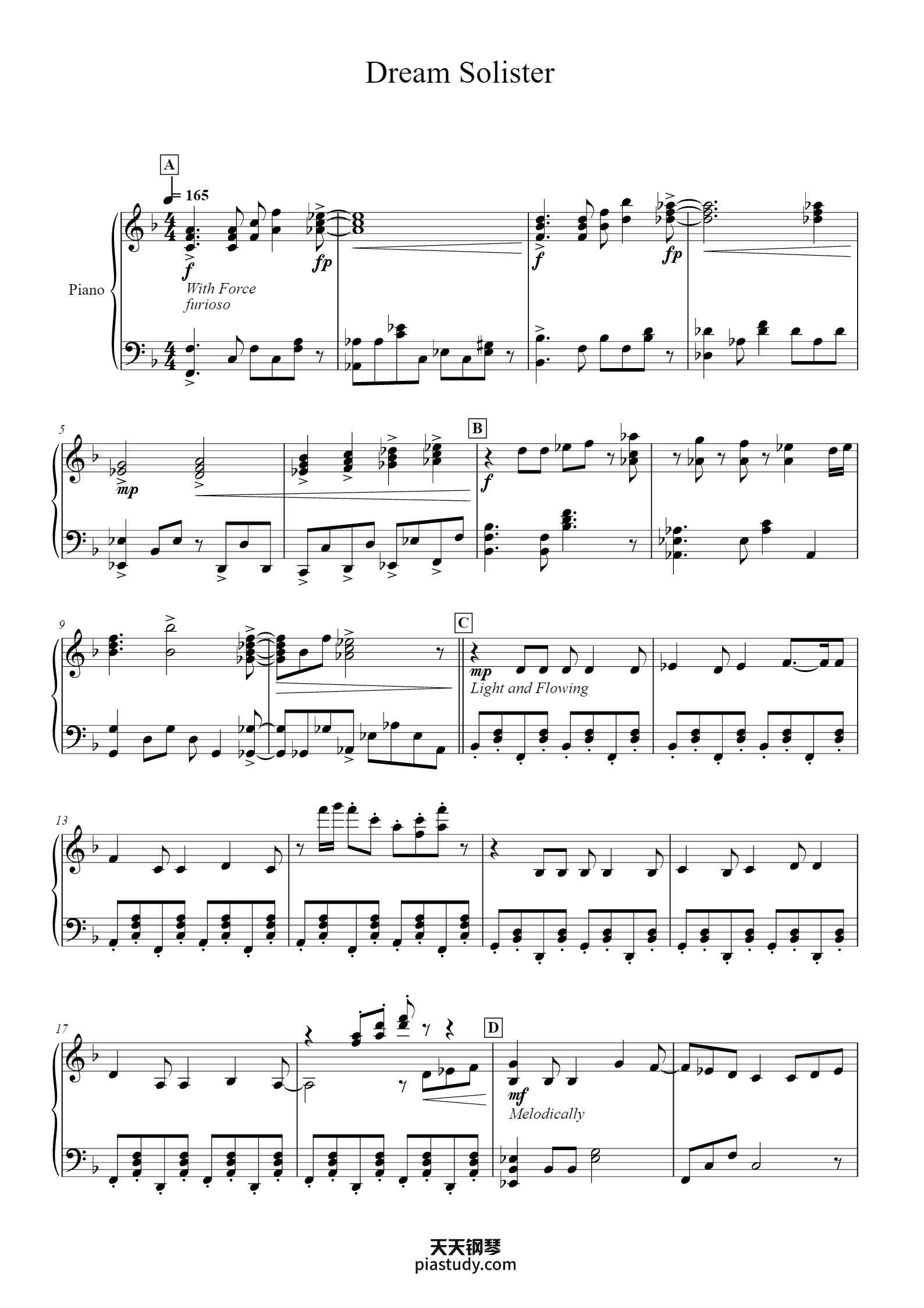 'Dream Solister' - Piano Sheet Music By TRUE | TOPiano