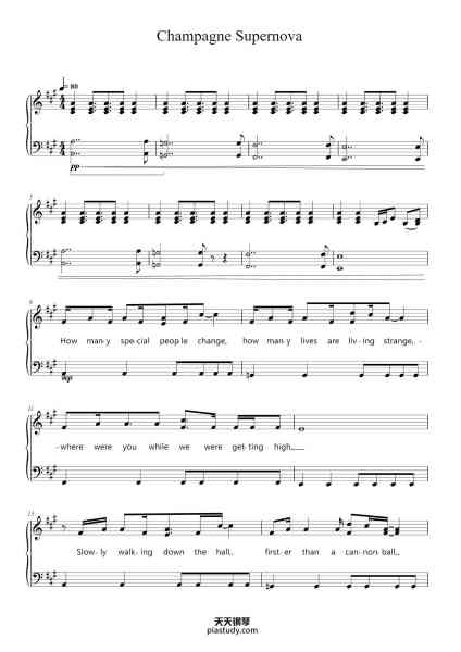 'Champagne Supernova' - Piano Sheet Music By Oasis | TOPiano