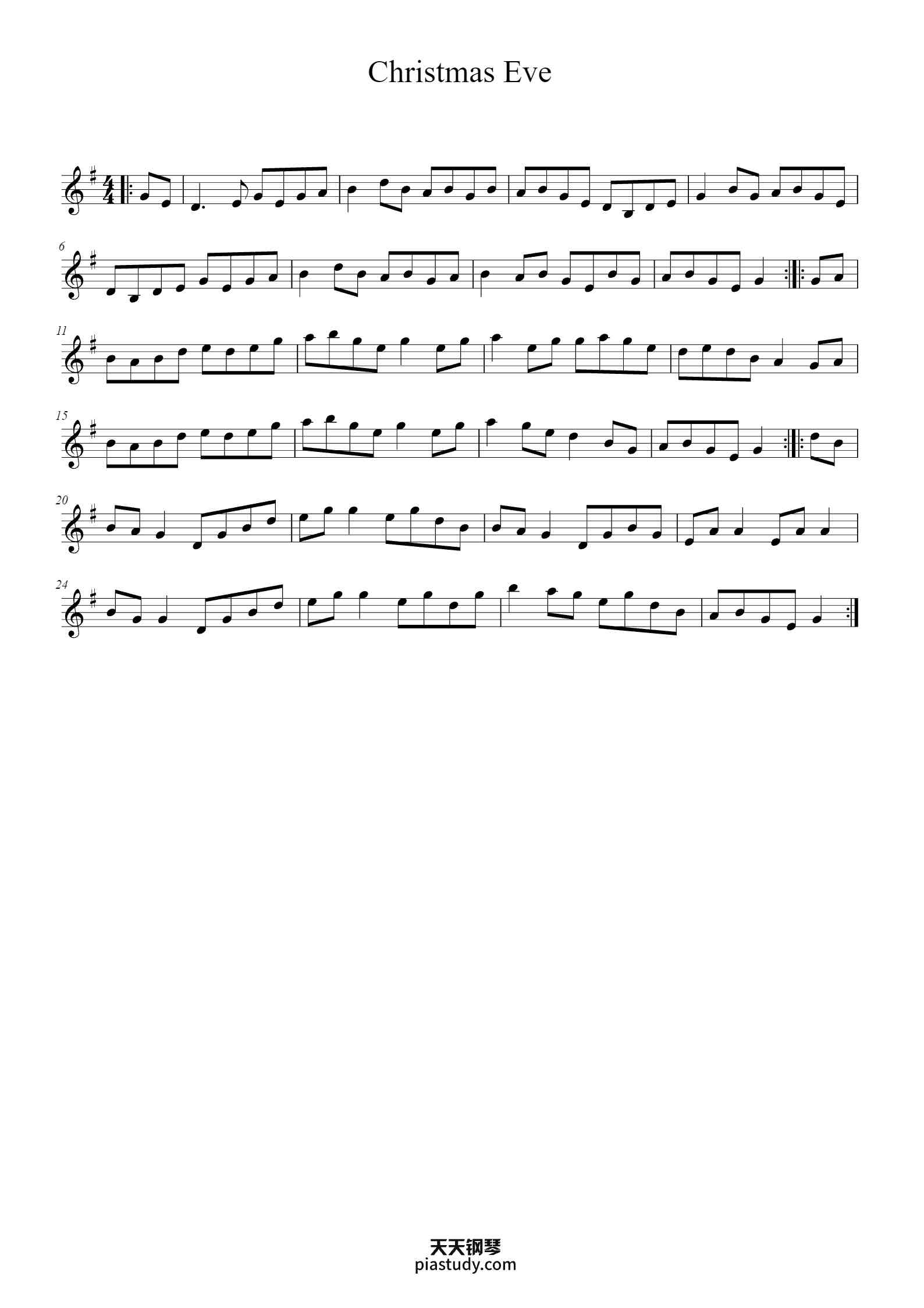 Christmas Eve钢琴谱 - Tommy Coen - free piano sheet music - PiaNoproblem
