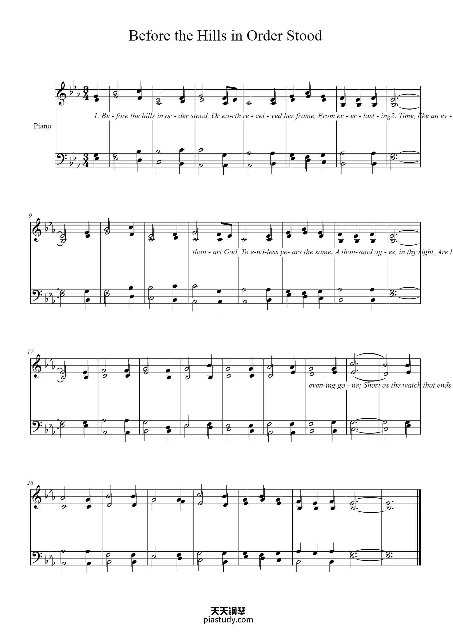 'Before the Hills in Order Stood' - Piano Sheet Music By Matthew Arnold ...