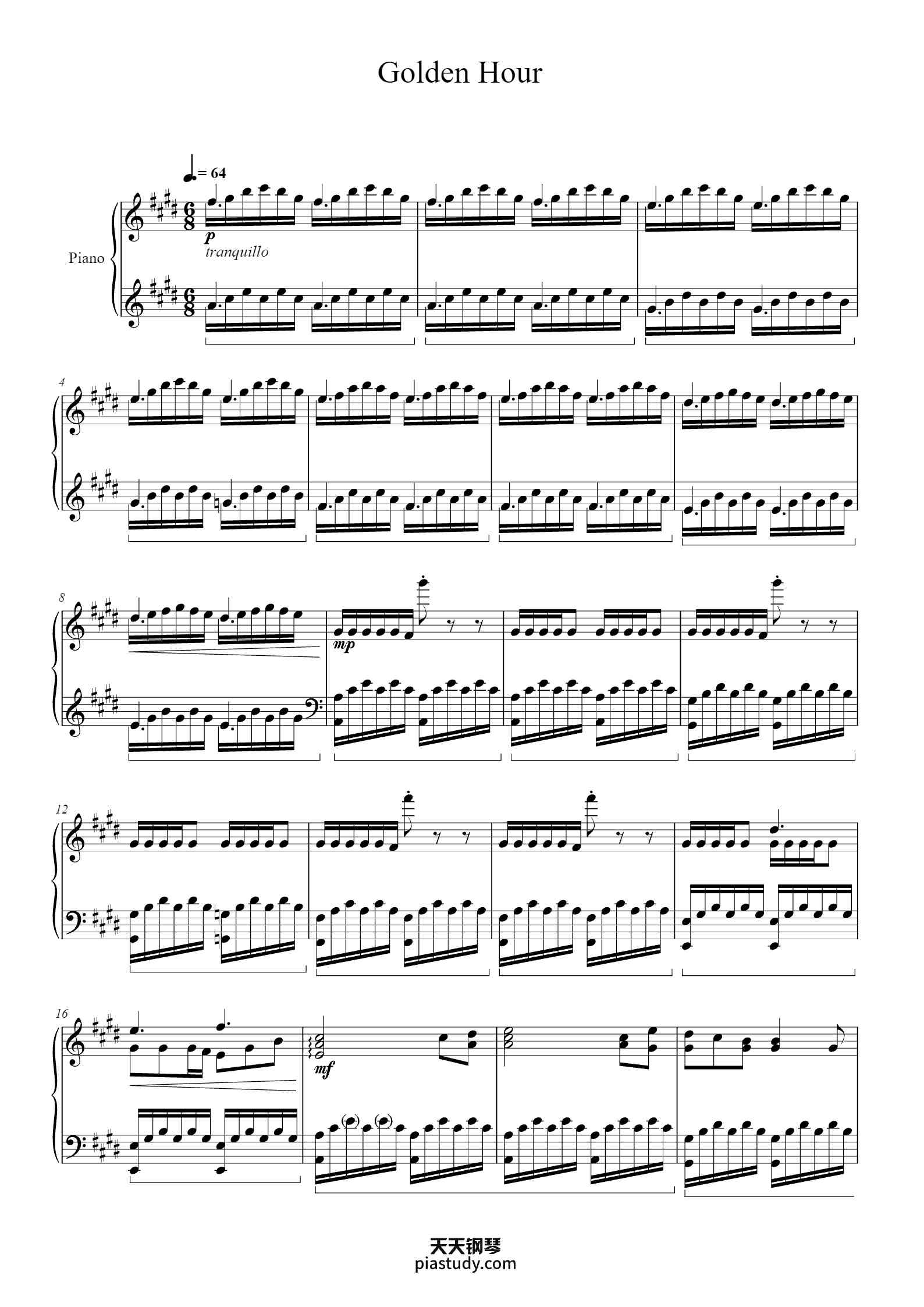 'Golden Hour' - Piano Sheet Music By JVKE | TOPiano