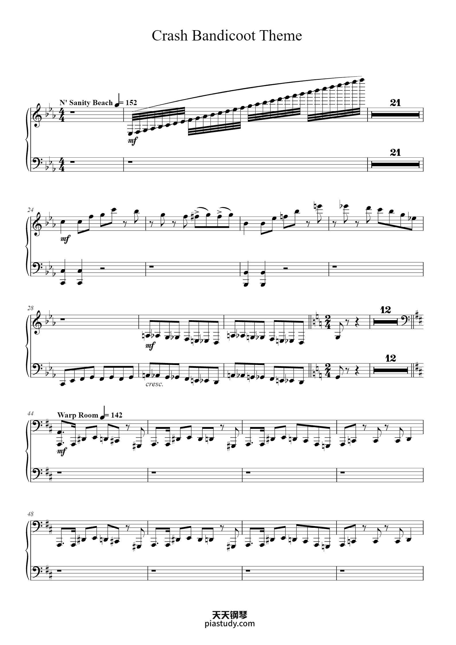 Crash Bandicoot Theme钢琴谱 - Josh Mancell - free piano sheet music ...