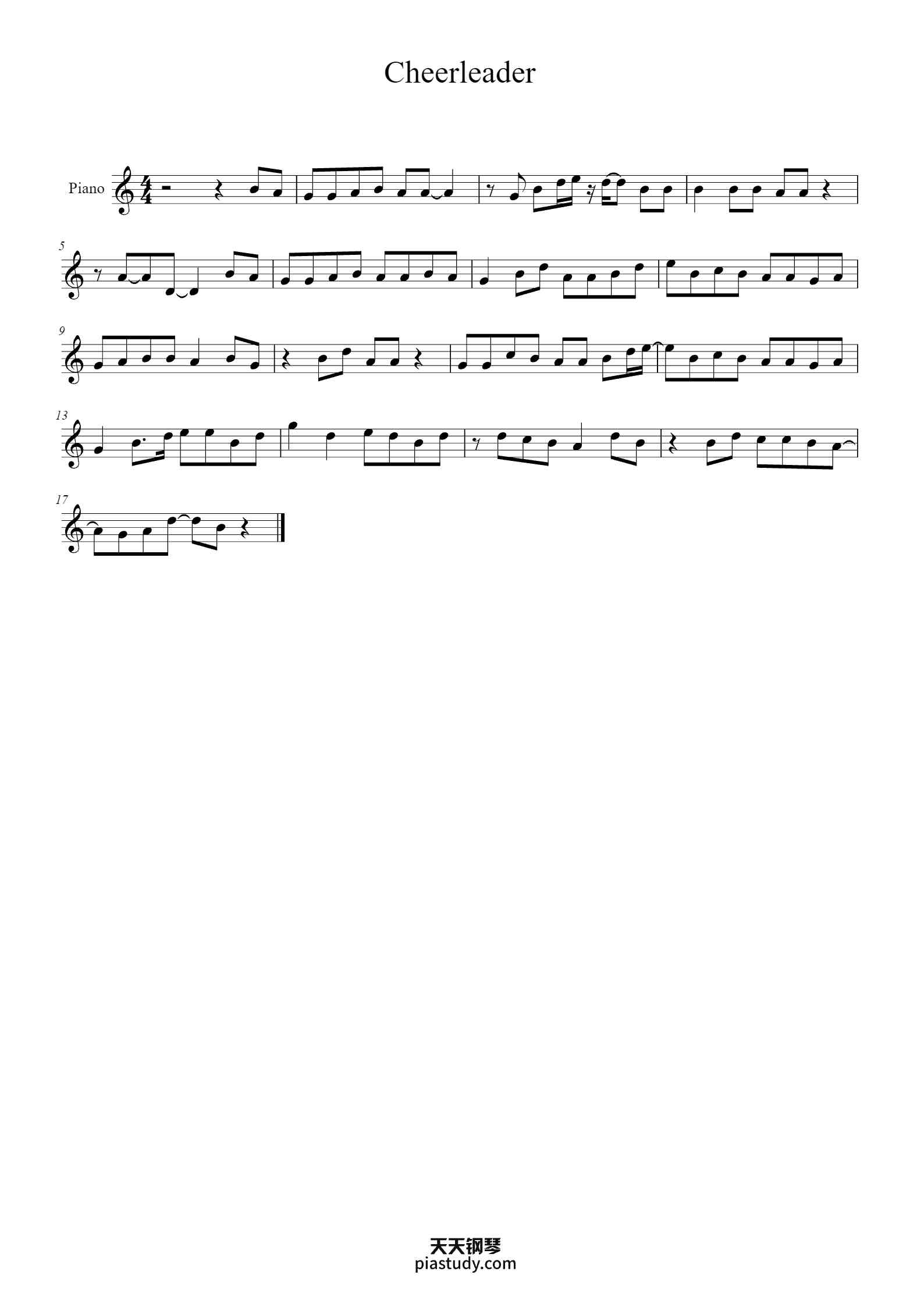 'Cheerleader' - Piano Sheet Music By Ian Wolfe | TOPiano