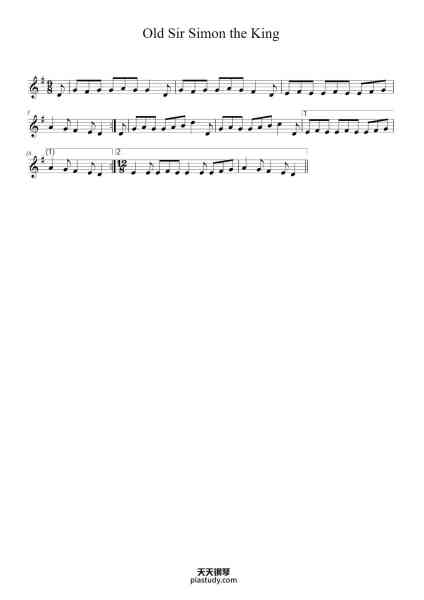 Old Sir Simon the King钢琴谱 - Trad. - free piano sheet music - PiaNoproblem