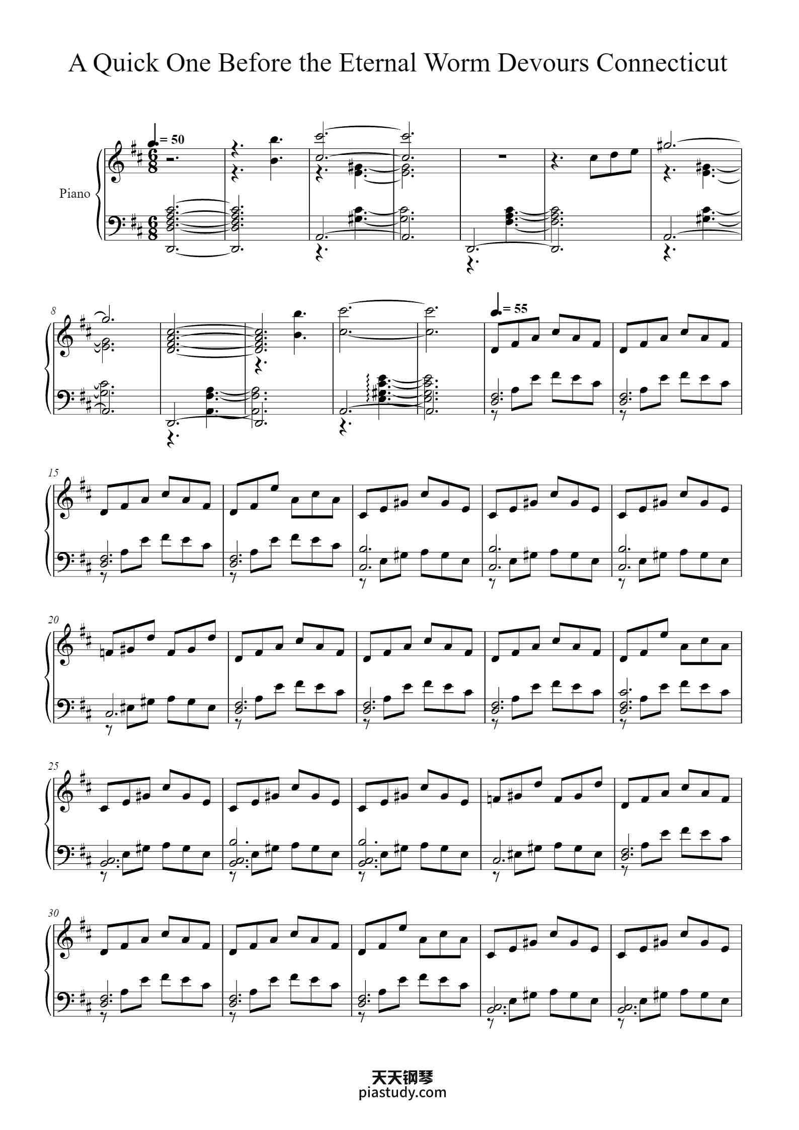 'A Quick One Before the Eternal Worm Devours Connecticut' - Piano Sheet ...