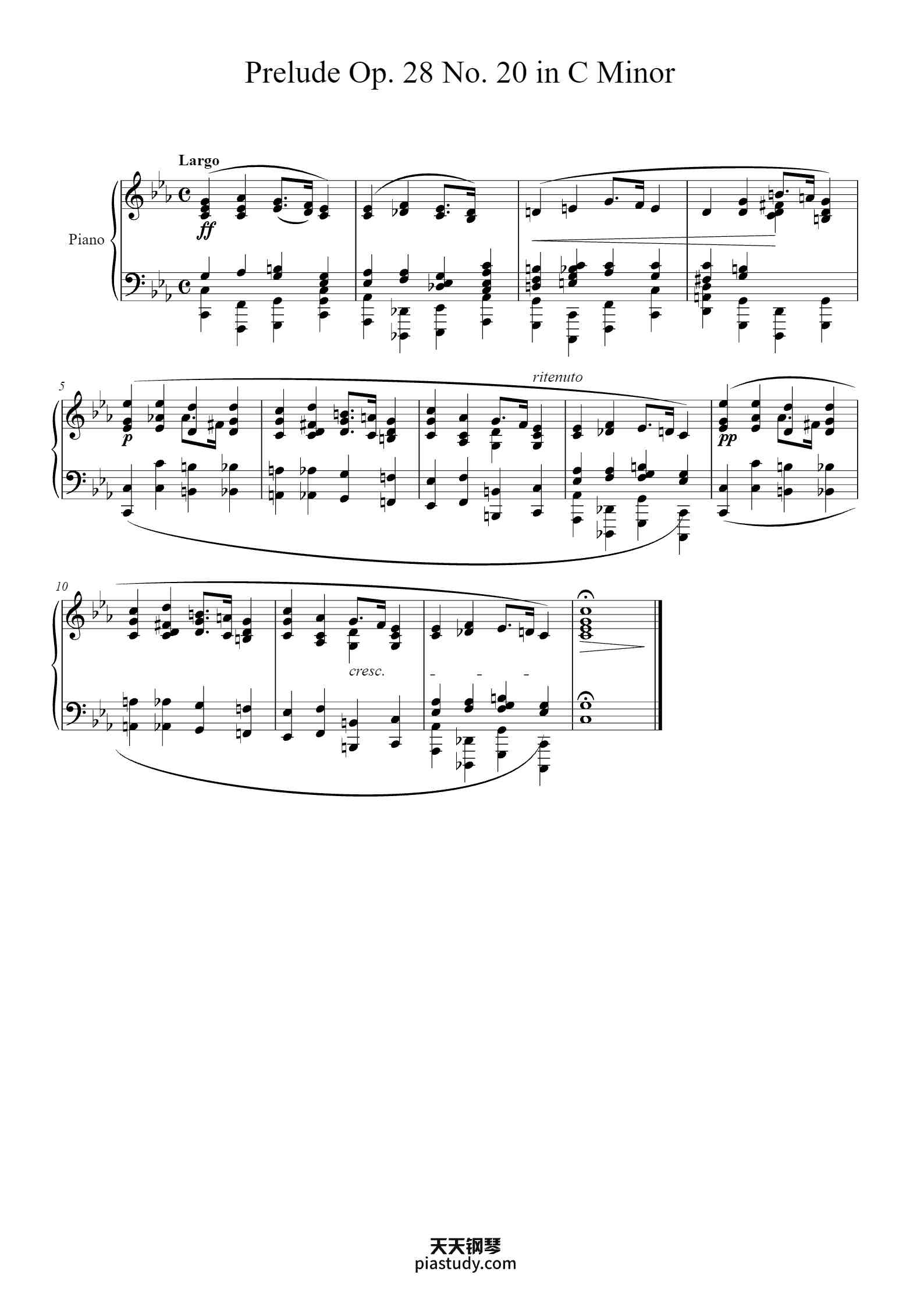 Prelude Op. 28 No. 20 in C Minor钢琴谱 - Frédéric Chopin - free piano ...