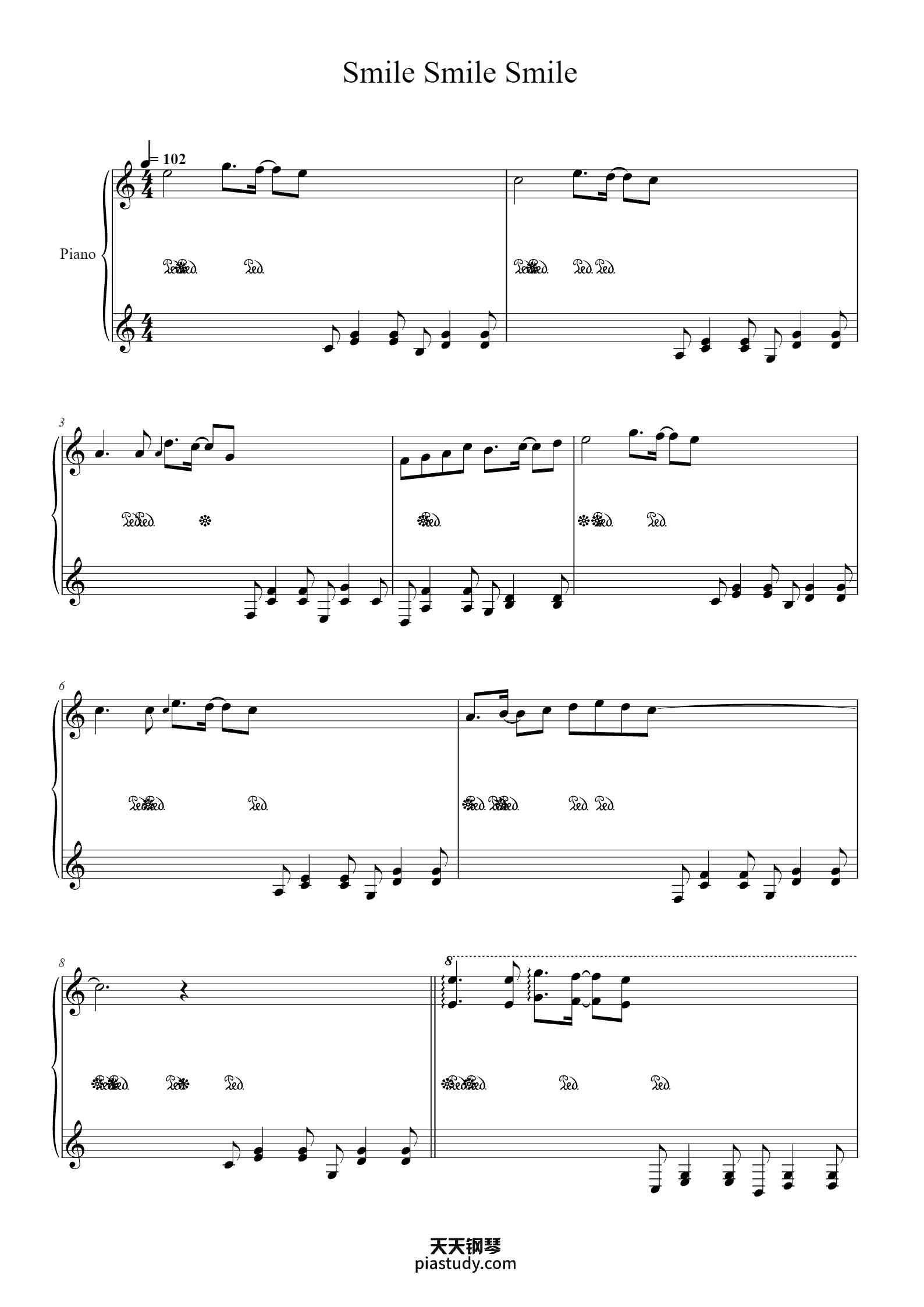 'Smile,Smile,Smile' - Piano Sheet Music By 전수연 | TOPiano