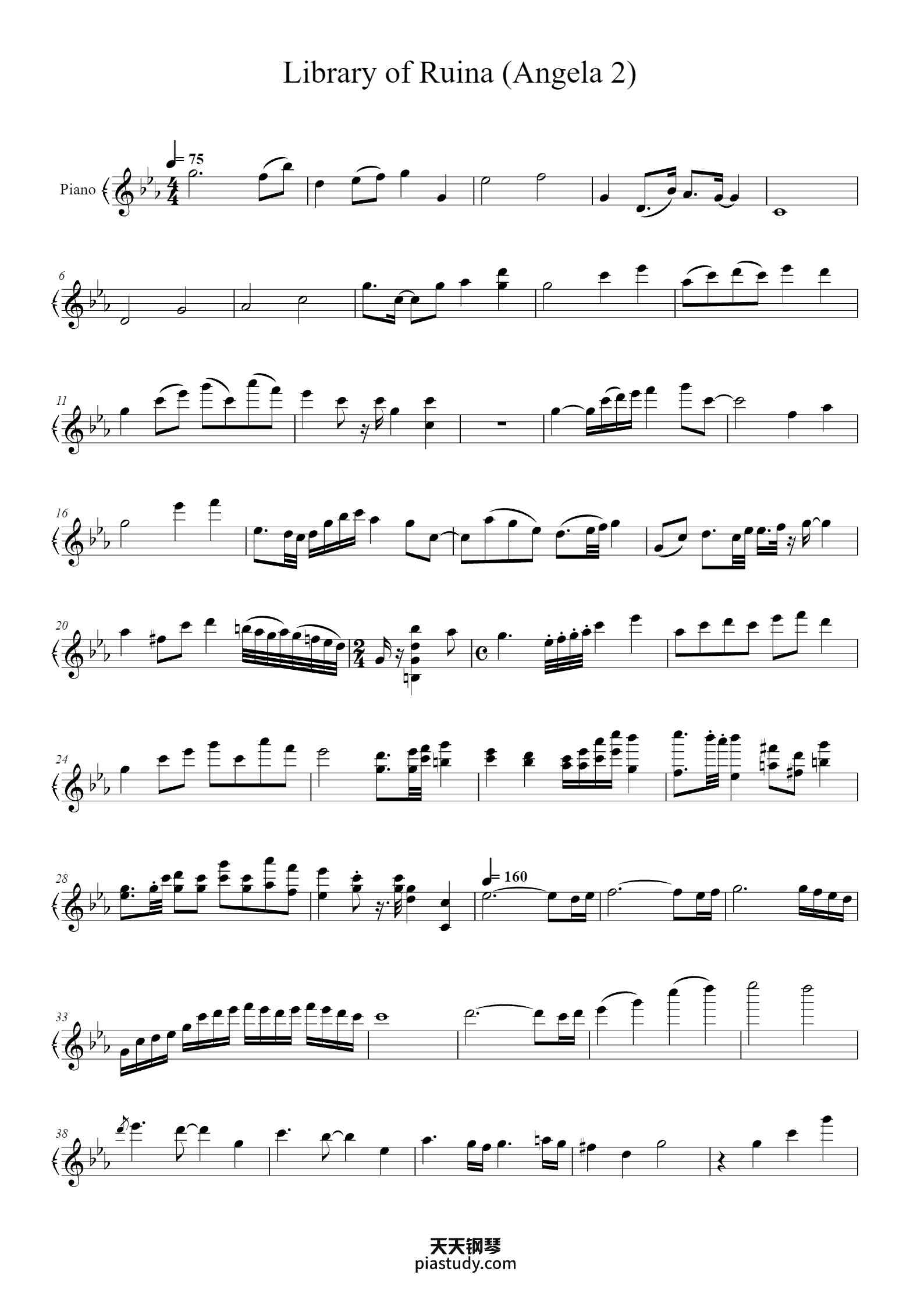 Library of Ruina (Angela 2)钢琴谱 - StudioEIM - free piano sheet music ...