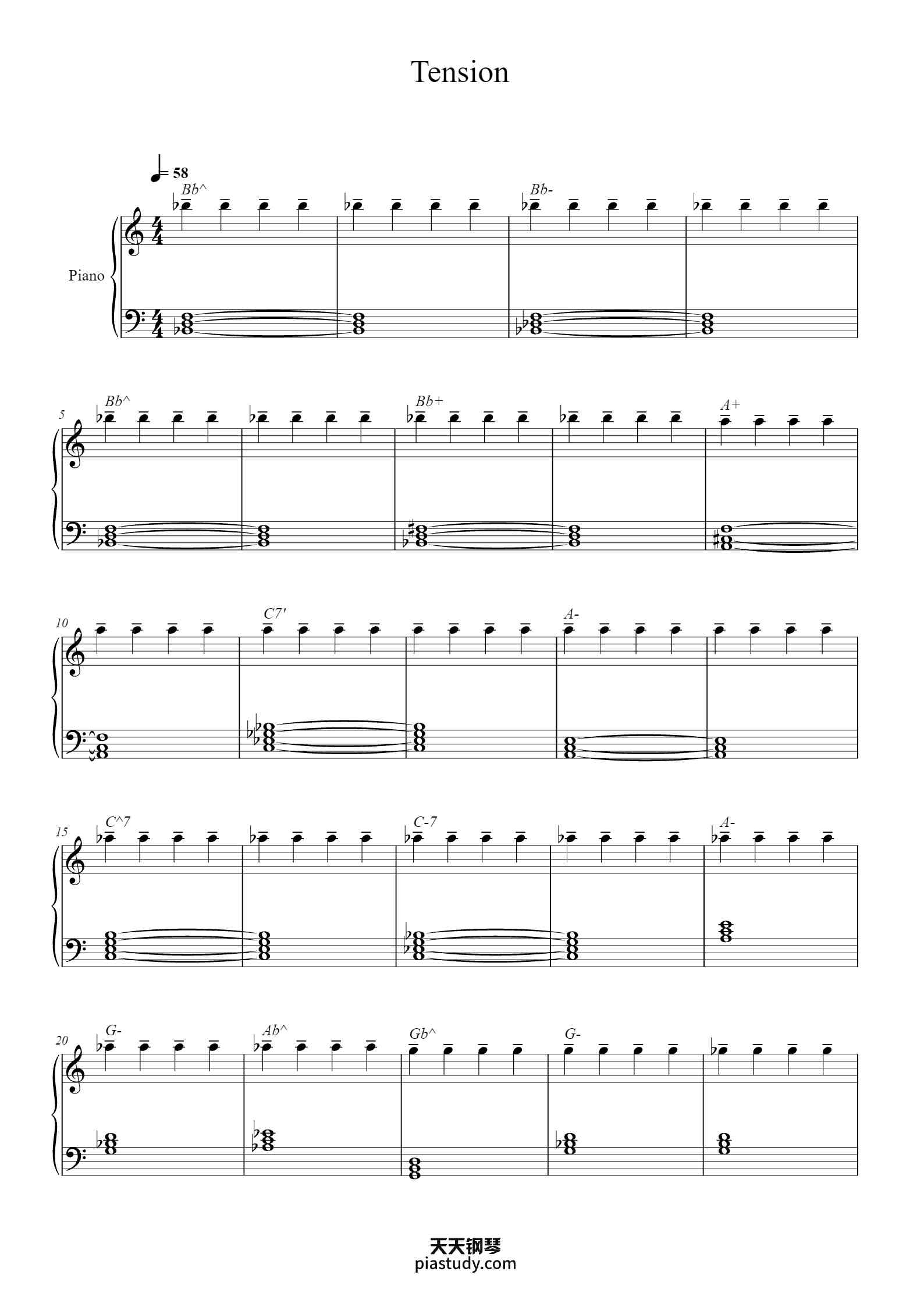Tension钢琴谱 - Bertvia - free piano sheet music - PiaNoproblem