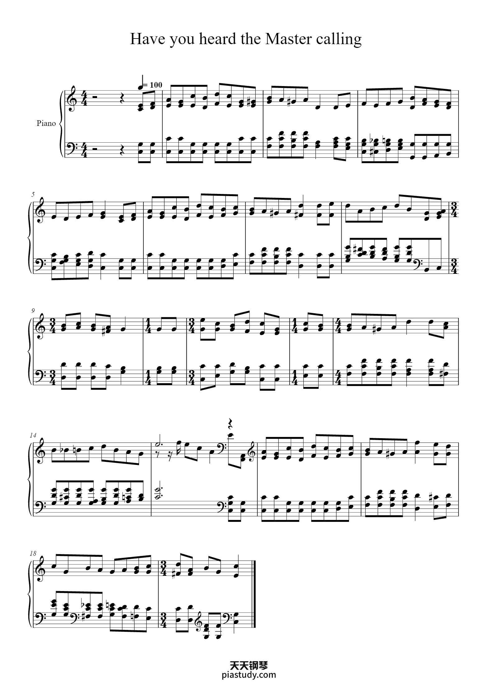 'Have You Heard the Master Calling' - Piano Sheet Music By xxx | TOPiano