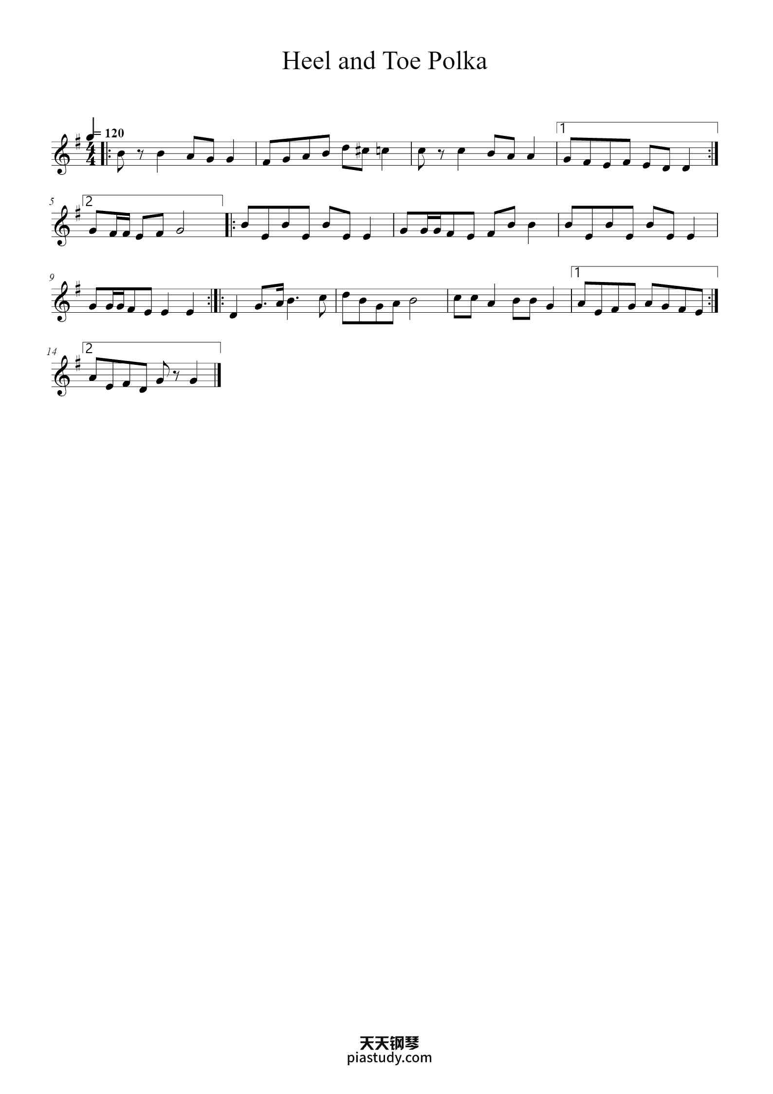 'Heel and Toe Polka' - Piano Sheet Music By xxx | TOPiano