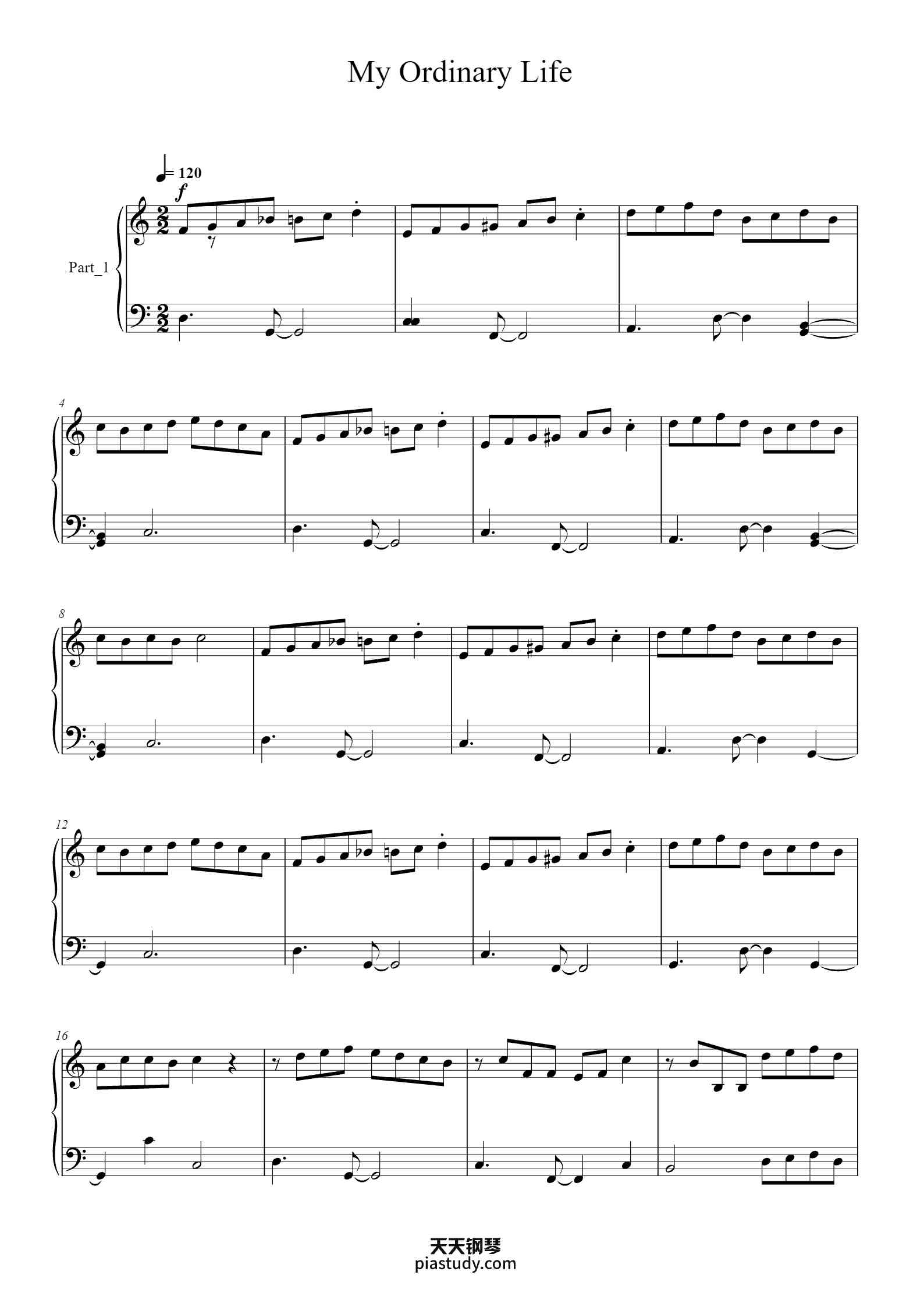 'My Ordinary Life' - Piano Sheet Music By The Living Tombstone | TOPiano