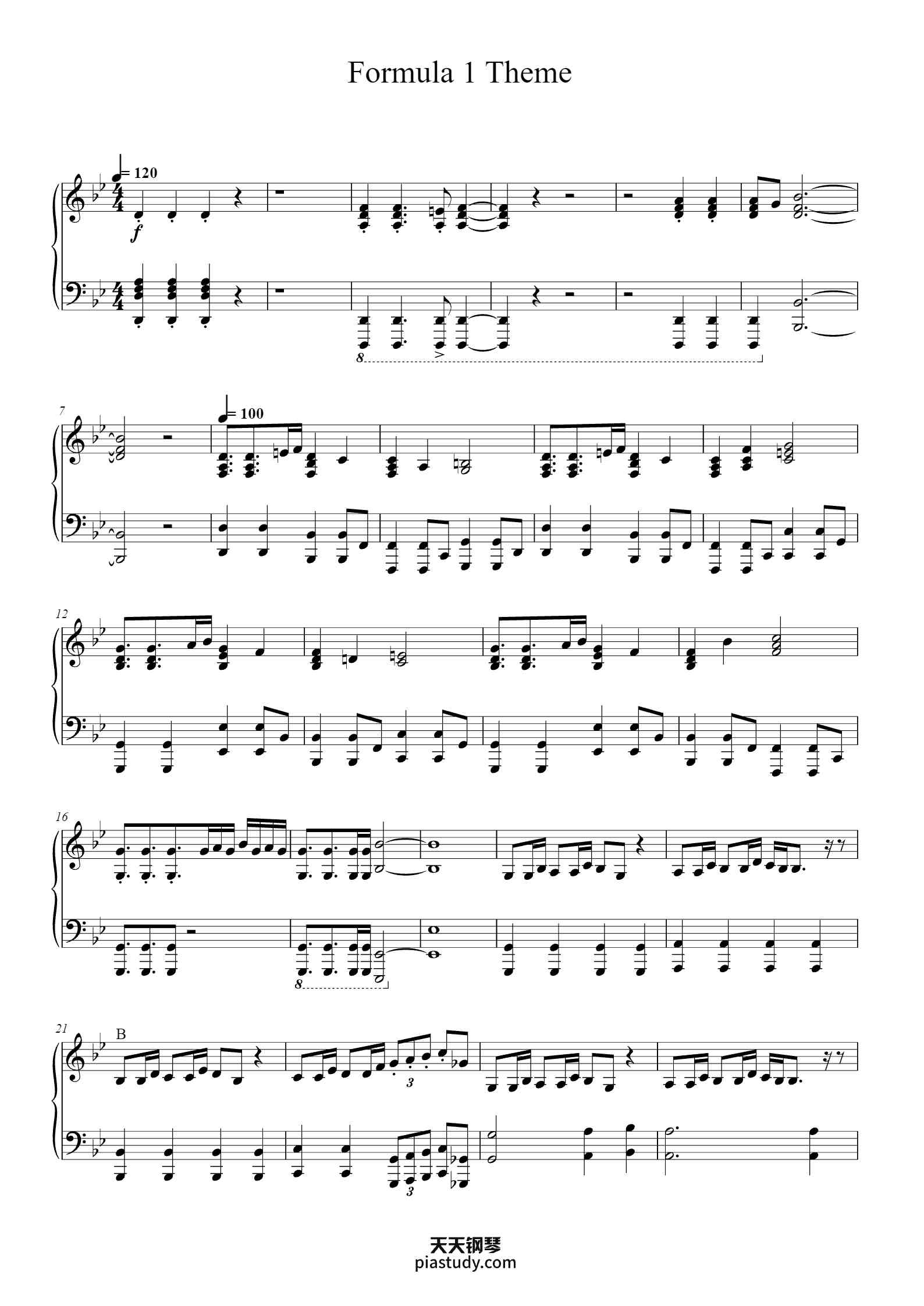 'Formula 1 Theme' - Piano Sheet Music By Brian Tyler | TOPiano