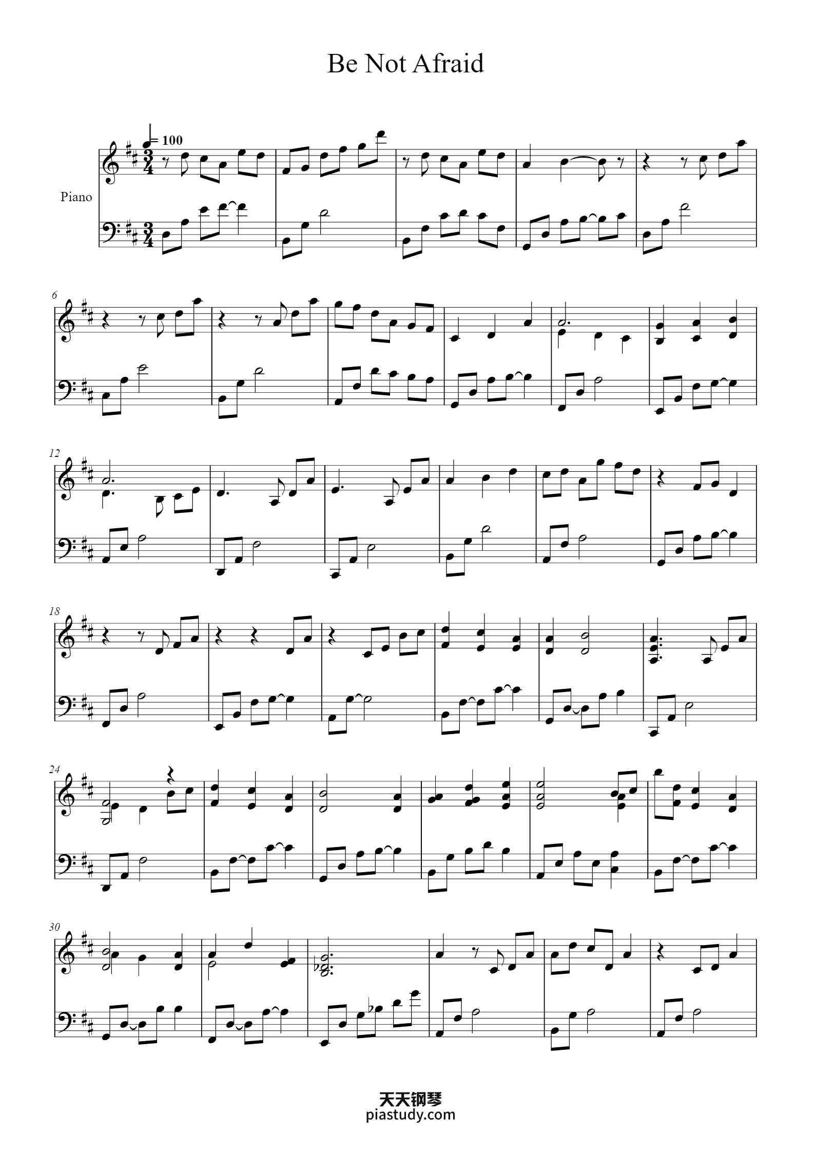 'Be Not Afraid' - Piano Sheet Music By Bob Dufford | TOPiano