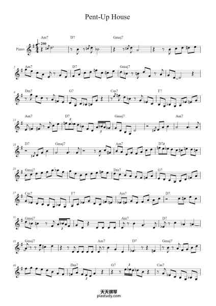 'Pent-Up House' - Piano Sheet Music By (Sonny Rollins - "Plus 4") | TOPiano