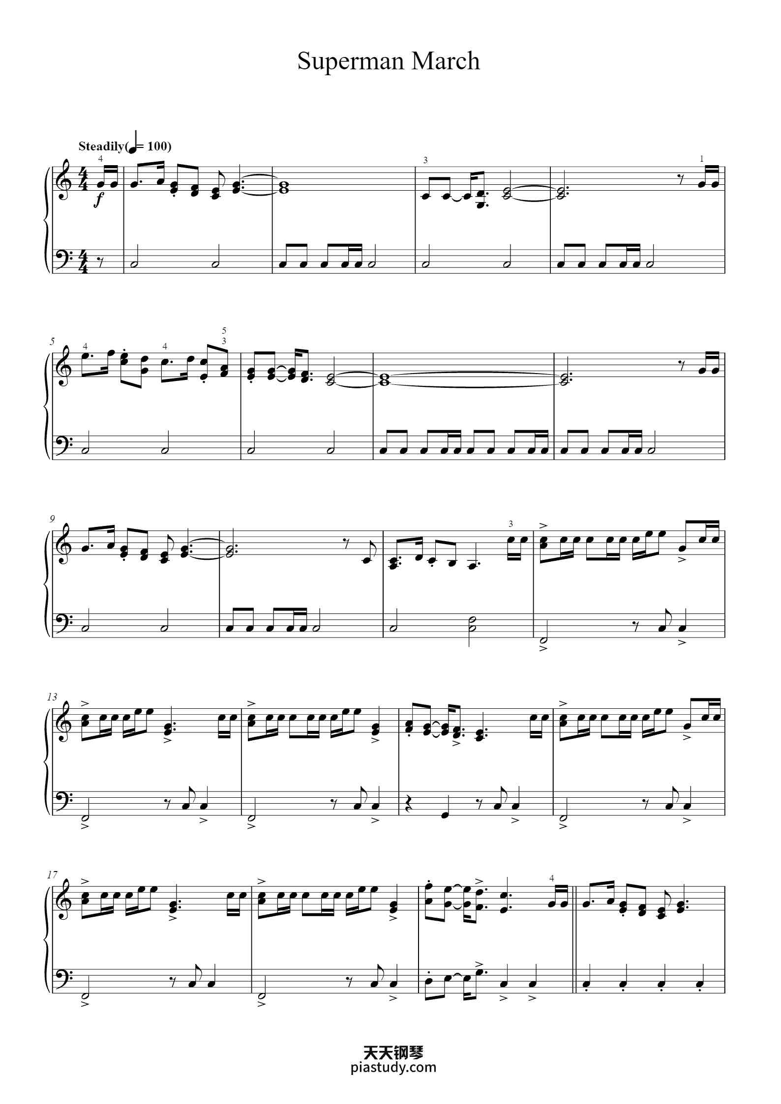 'Superman March' - Piano Sheet Music By Composed by JOHN WILLIAMS | TOPiano