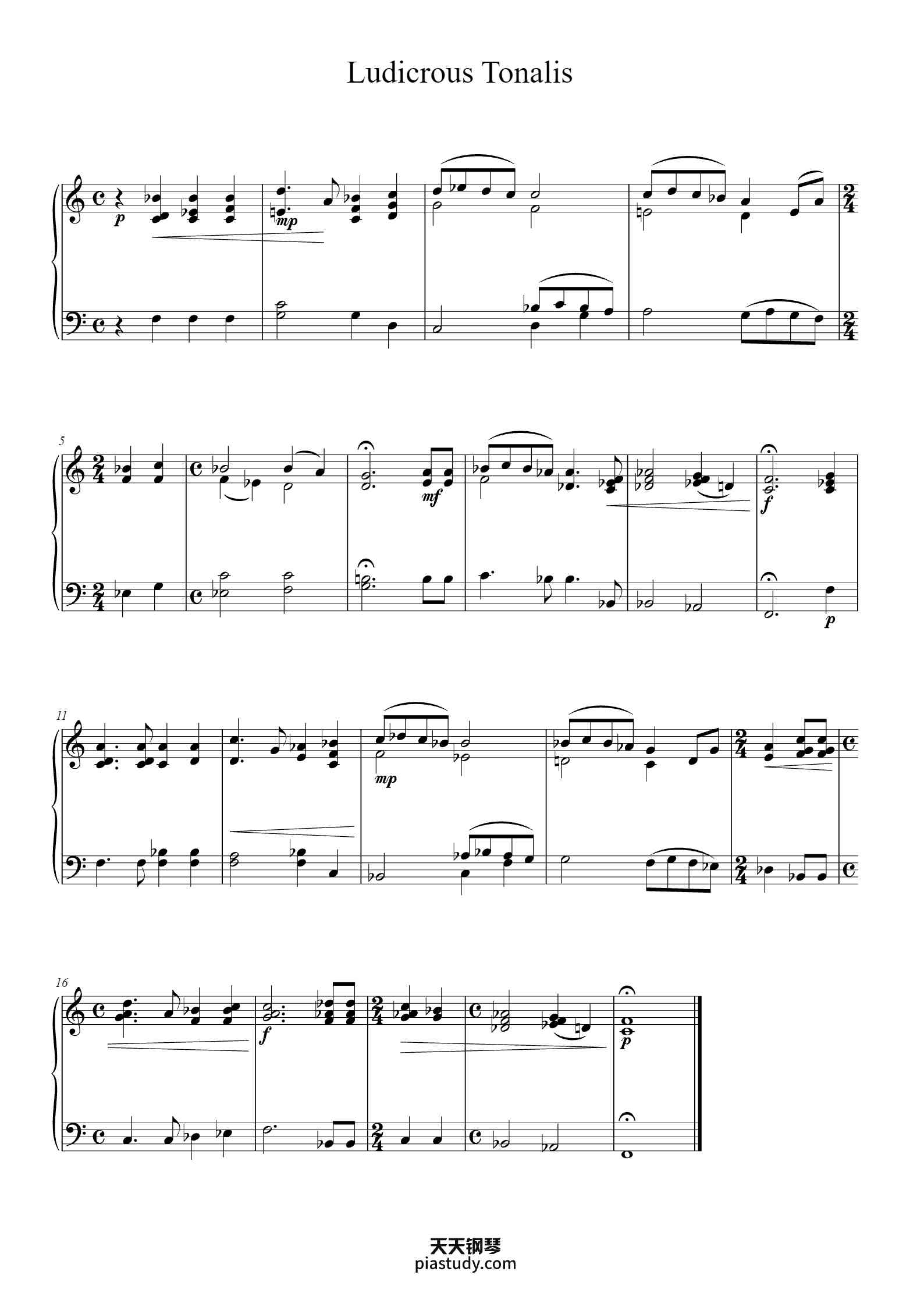 Ludicrous Tonalis钢琴谱 - Unknown author - free piano sheet music ...