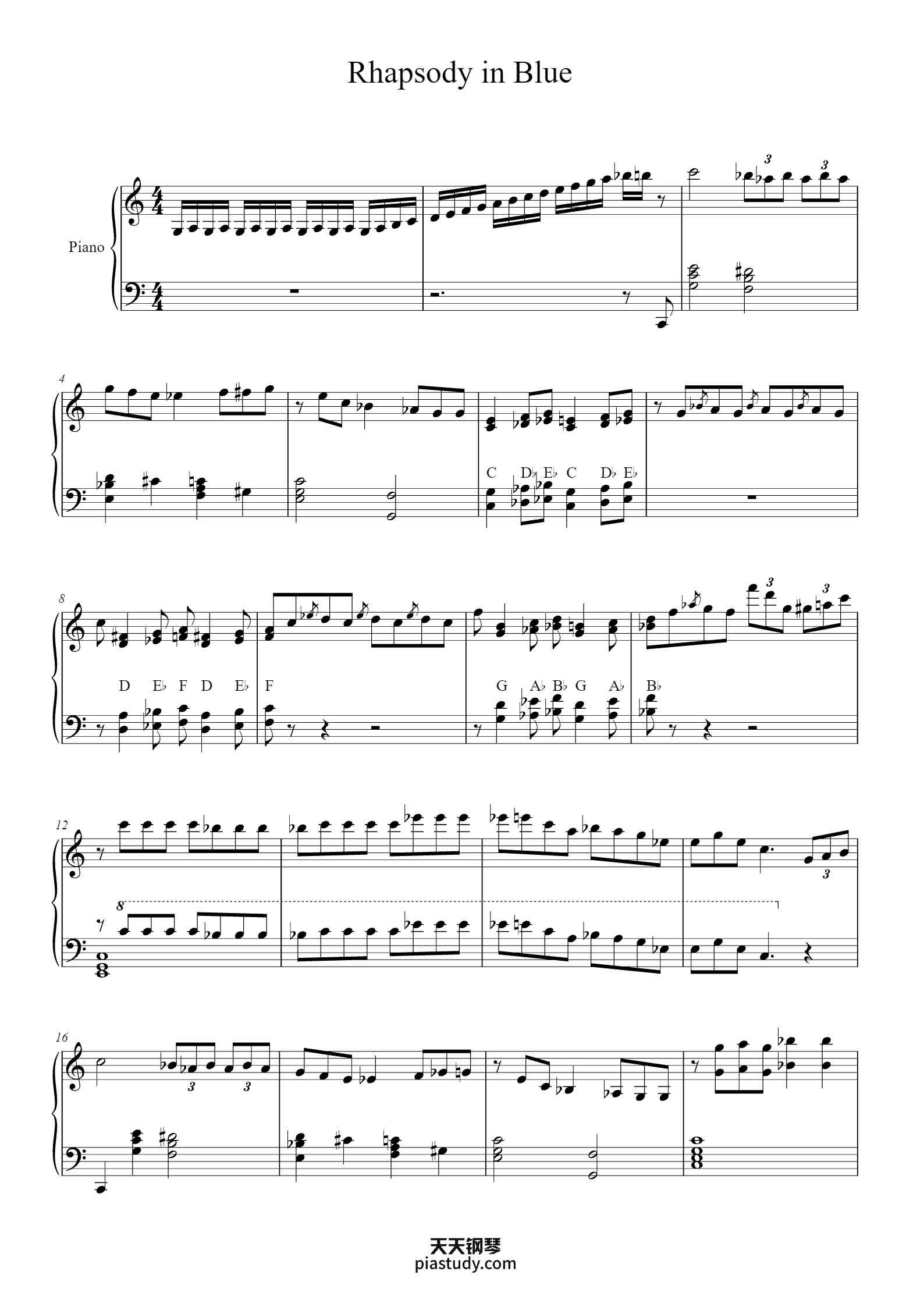 Rhapsody in Blue钢琴谱 - George Gershwin - free piano sheet music ...