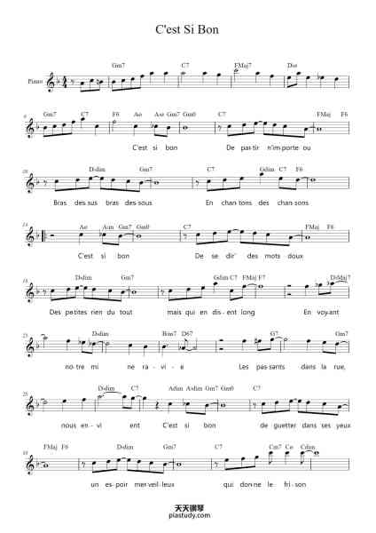 'C'est Si Bon' - Piano Sheet Music By Betti & Hornez | TOPiano