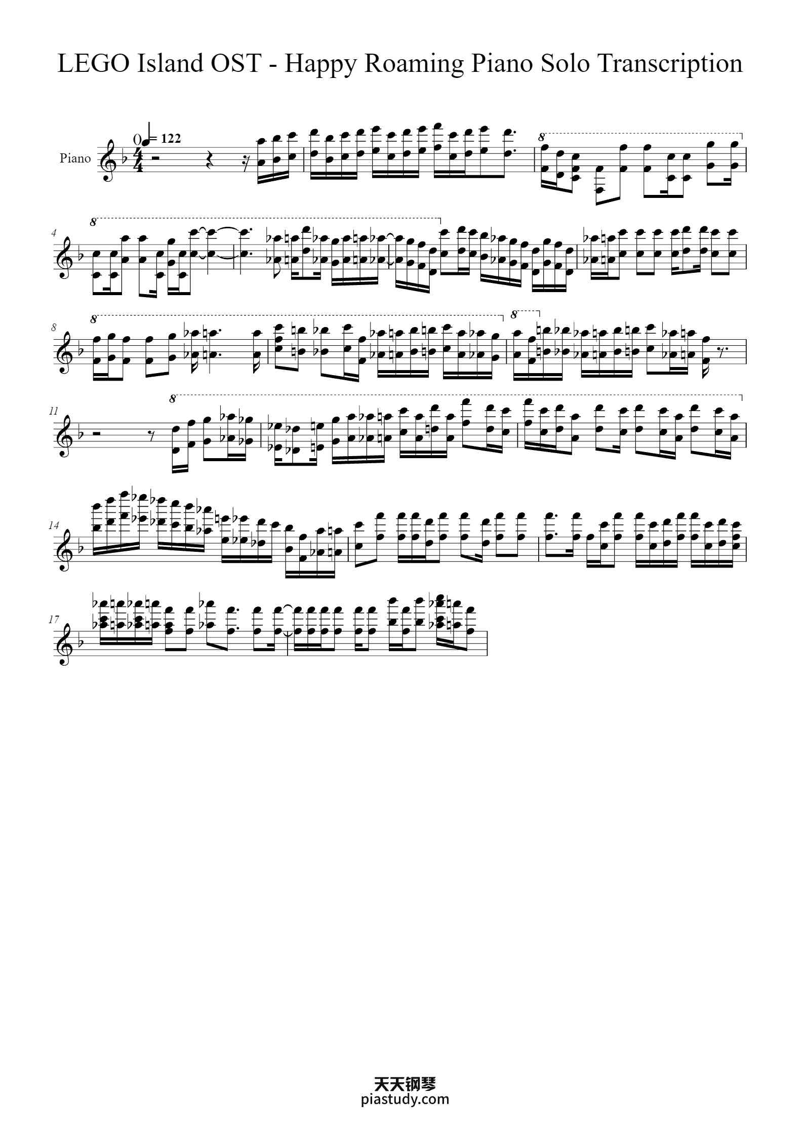 'LEGO Island OST - Happy Roaming Piano Solo Transcription' - Piano ...
